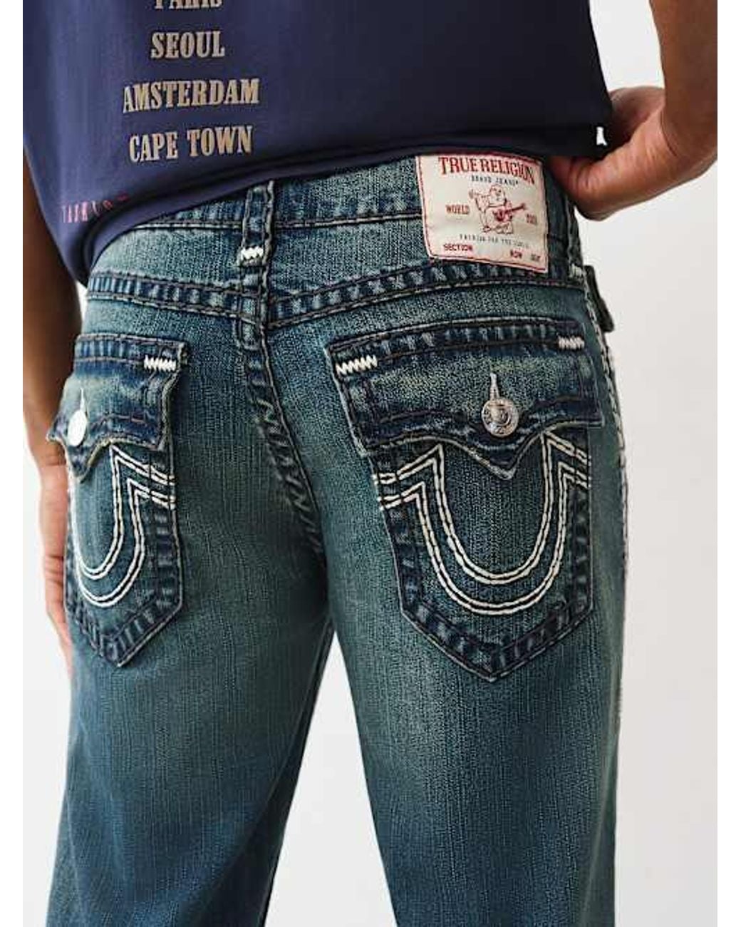 TRUE RELIGION Ricky Super Qt Straight Jean 34" in Blue for Men | Lyst