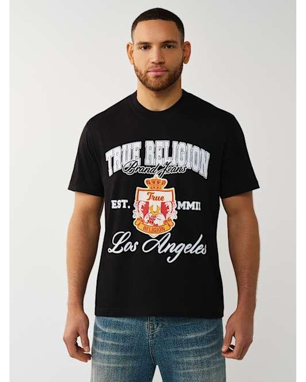 TRUE RELIGION Elite Crest Logo T-shirt in Black for Men | Lyst