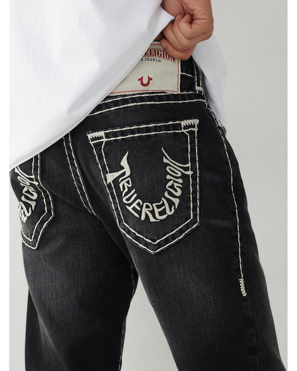 True Religion Ricky Super T Stitch Straight Jean in Black for Men | Lyst
