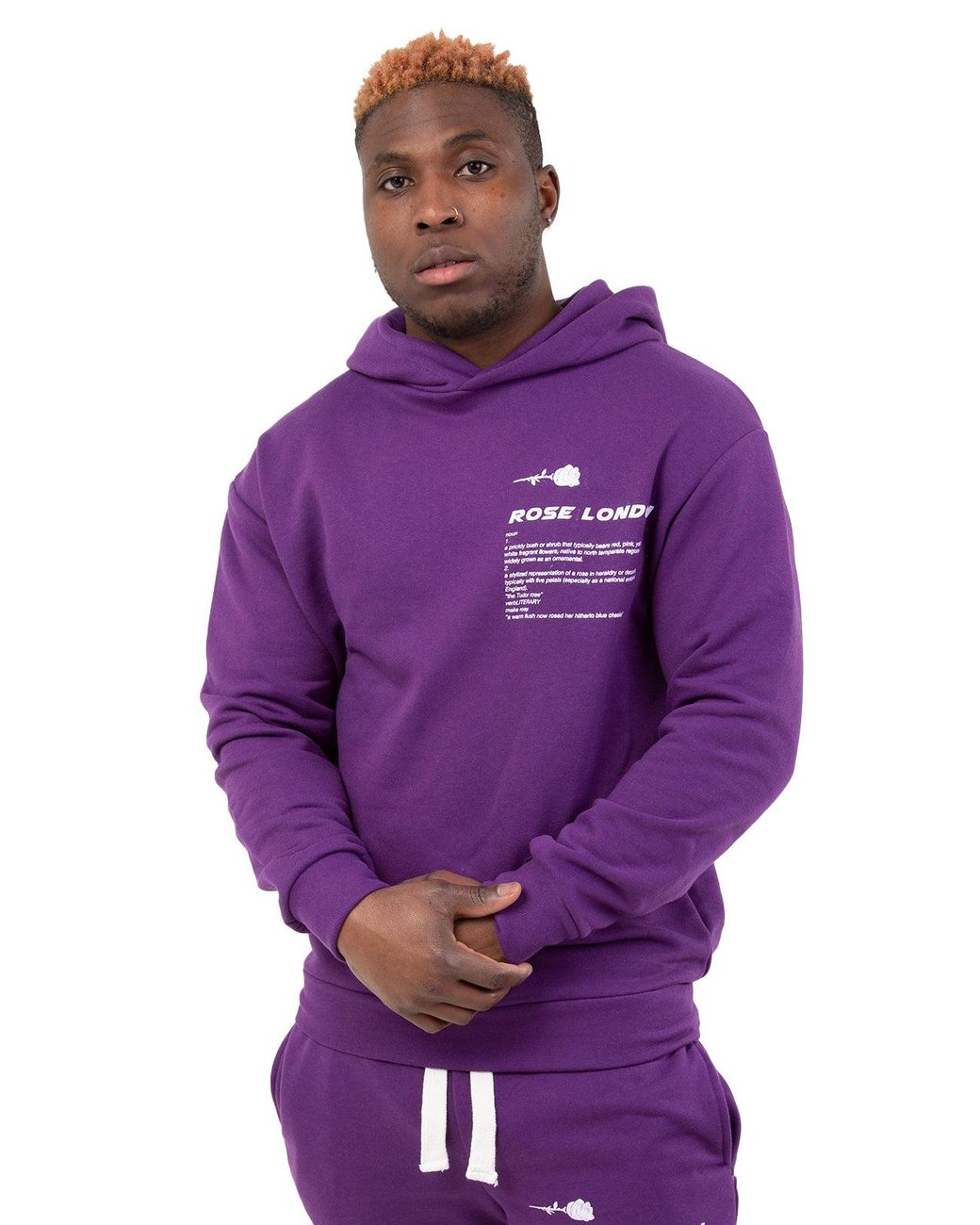 Fashion Men's Clothing Activewear Rose London Chest Print Paint Rose Hoodie