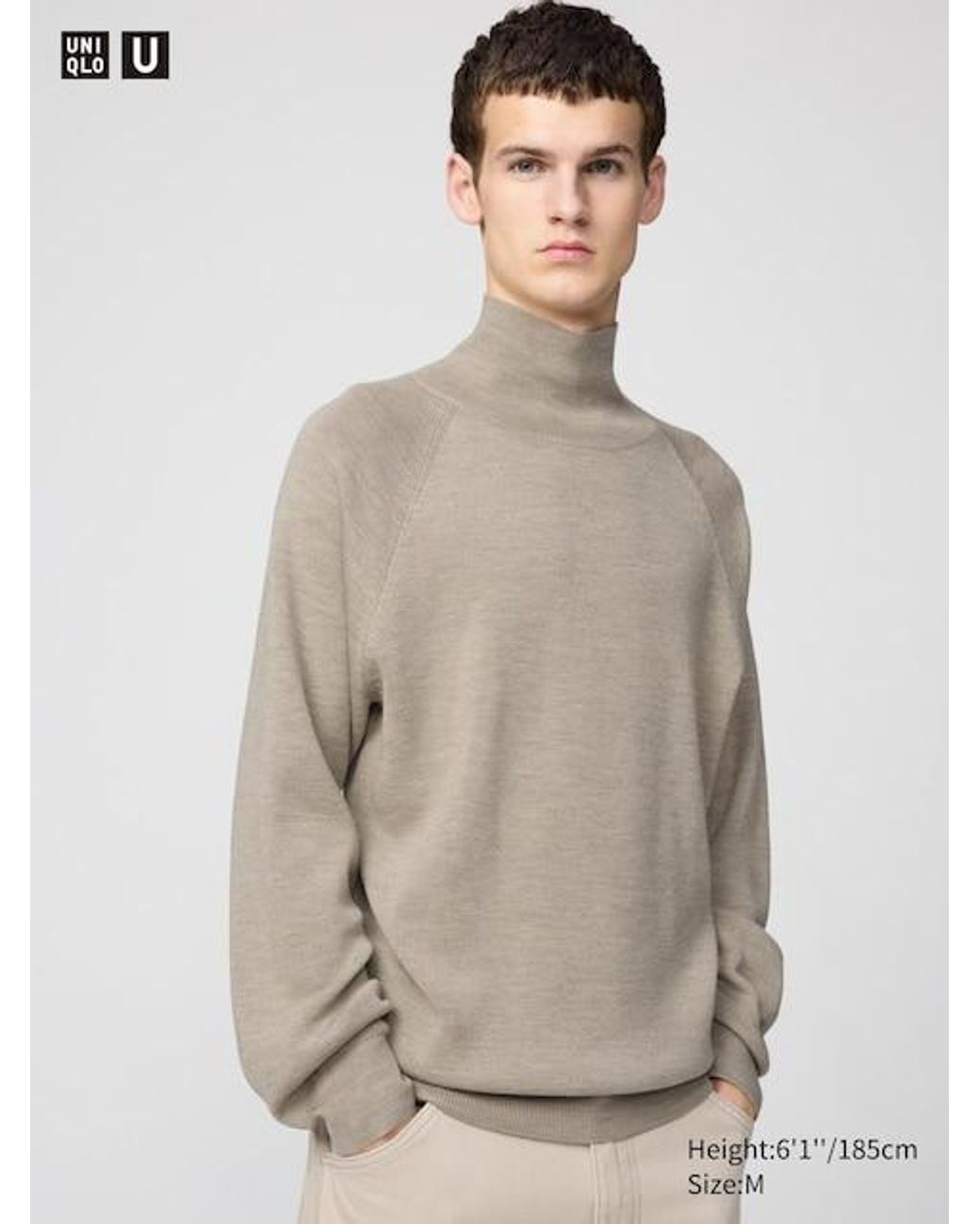Uniqlo High Neck Jumper in Natural for Men | Lyst UK
