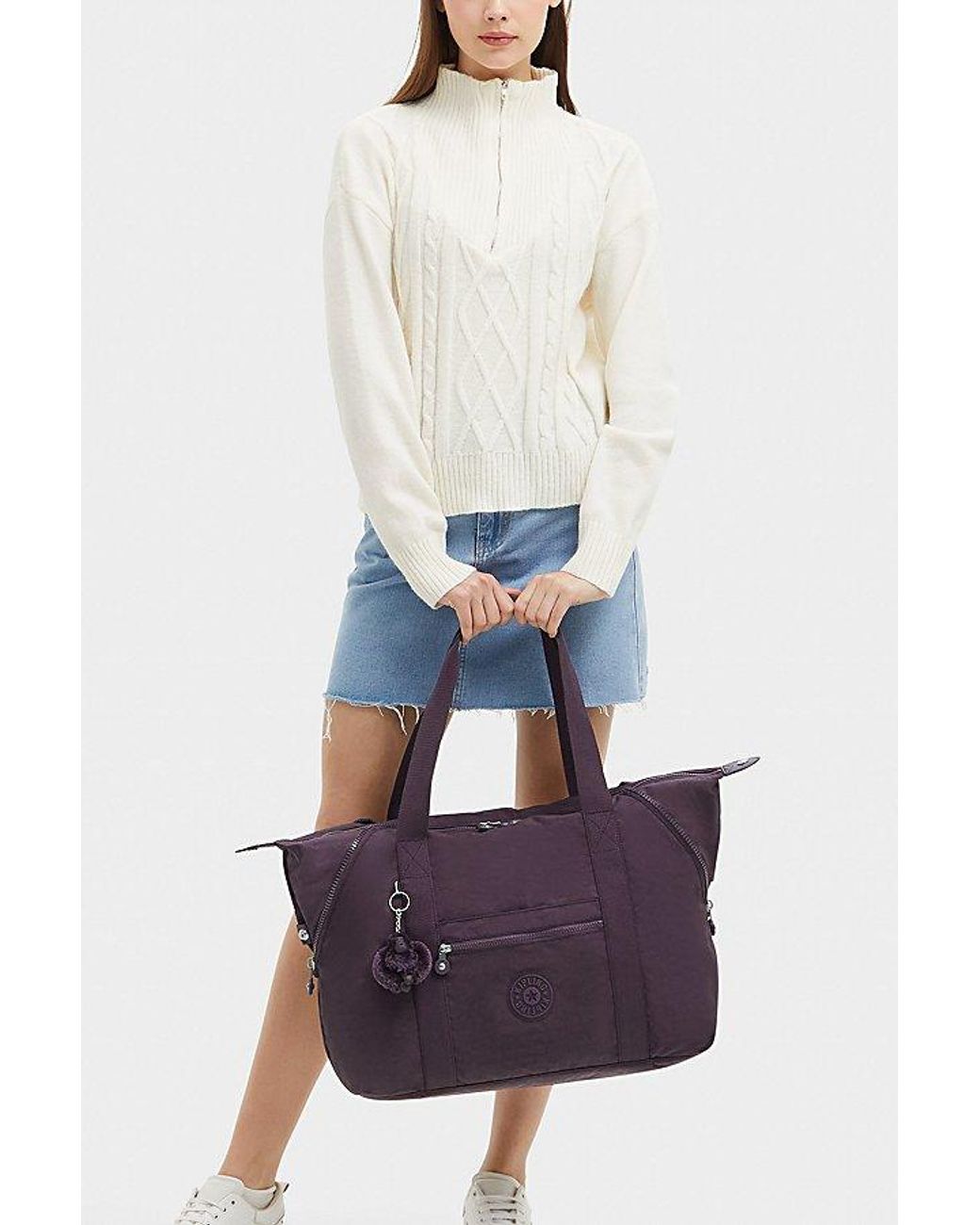 Kipling Art Heritage Nylon Medium Tote Bag in White | Lyst