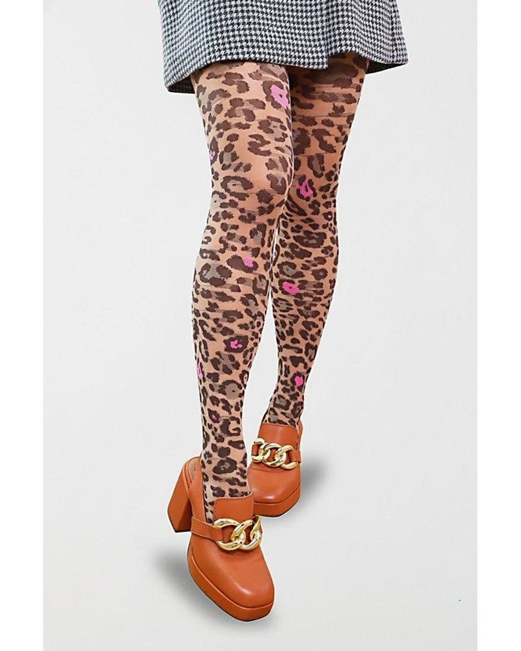 Sock Candy Pop Leopard Print Sheer Tights in Brown | Lyst
