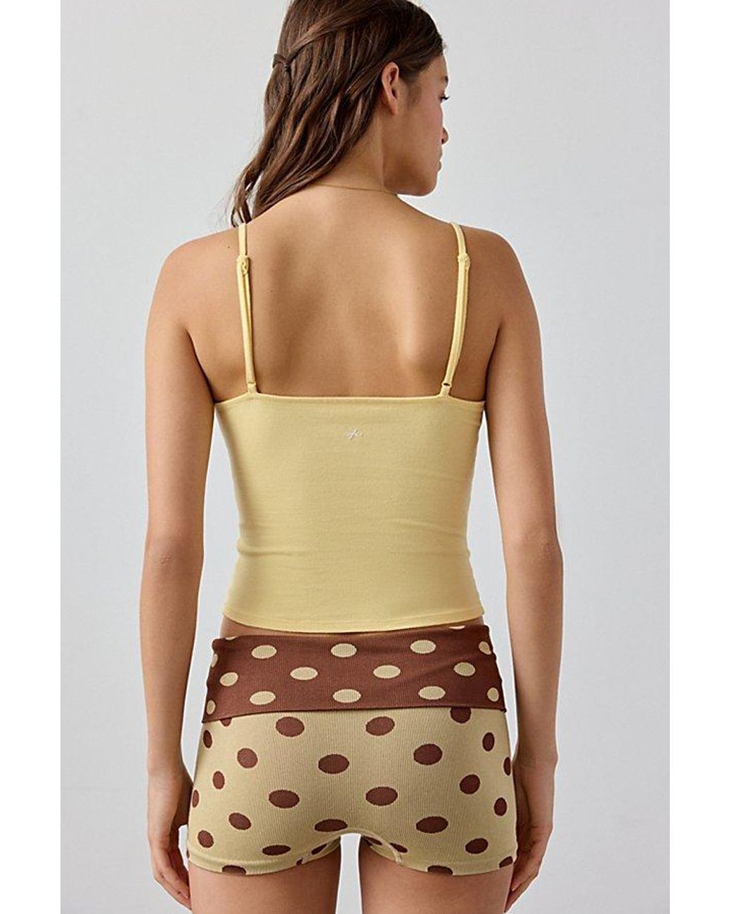 Out From Under Bec Plunging Surplice Cropped Cami in Yellow | Lyst