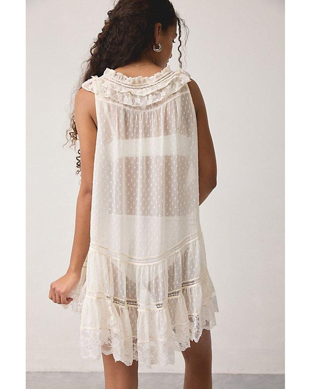 Out From Under Wildflower Sheer Lace Trim Sleep Dress in Natural | Lyst