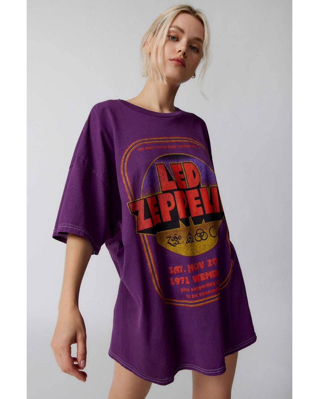 Urban Outfitters Led Zeppelin Oversized T Shirt Dress In Purple At Lyst