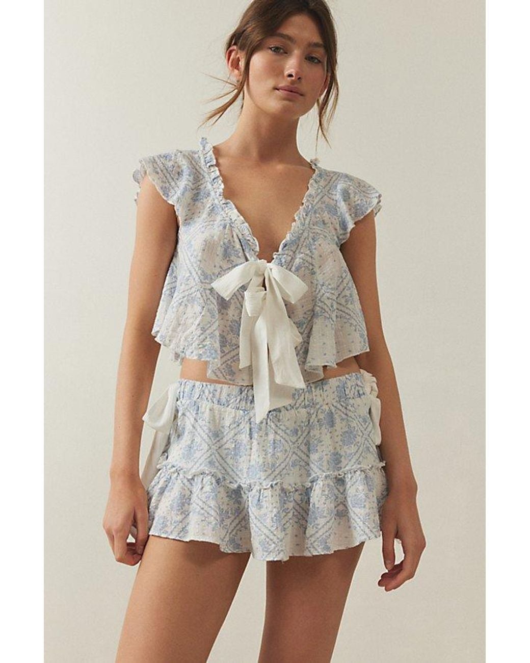 Out From Under Pretty Pj Micro Mini Skort in Blue | Lyst