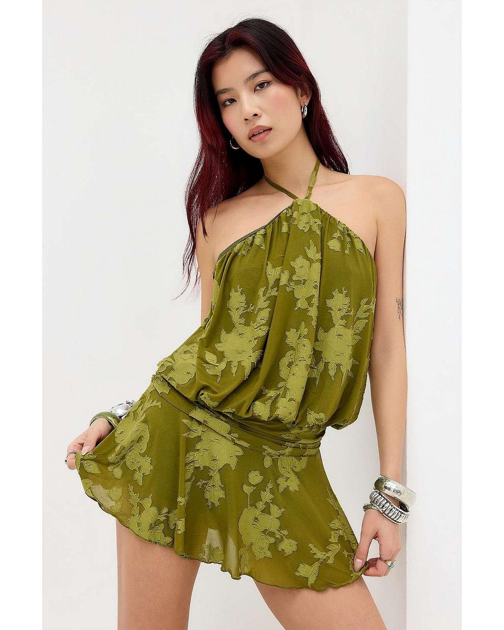 Silence + Noise Silence + Noise Livvy Devoré Halter Skort Dress in ...