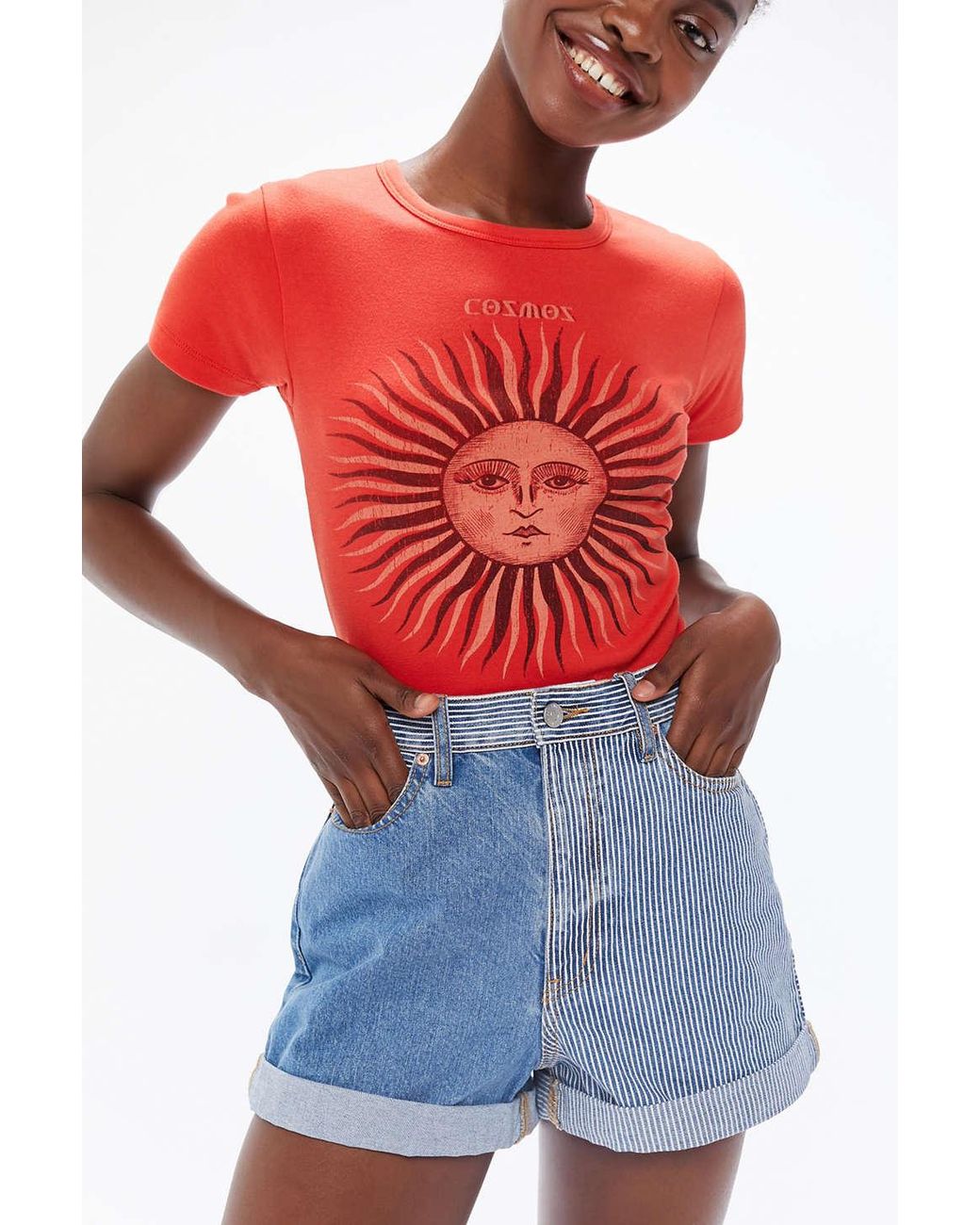 Urban Outfitters Sun Baby Tee in Red | Lyst