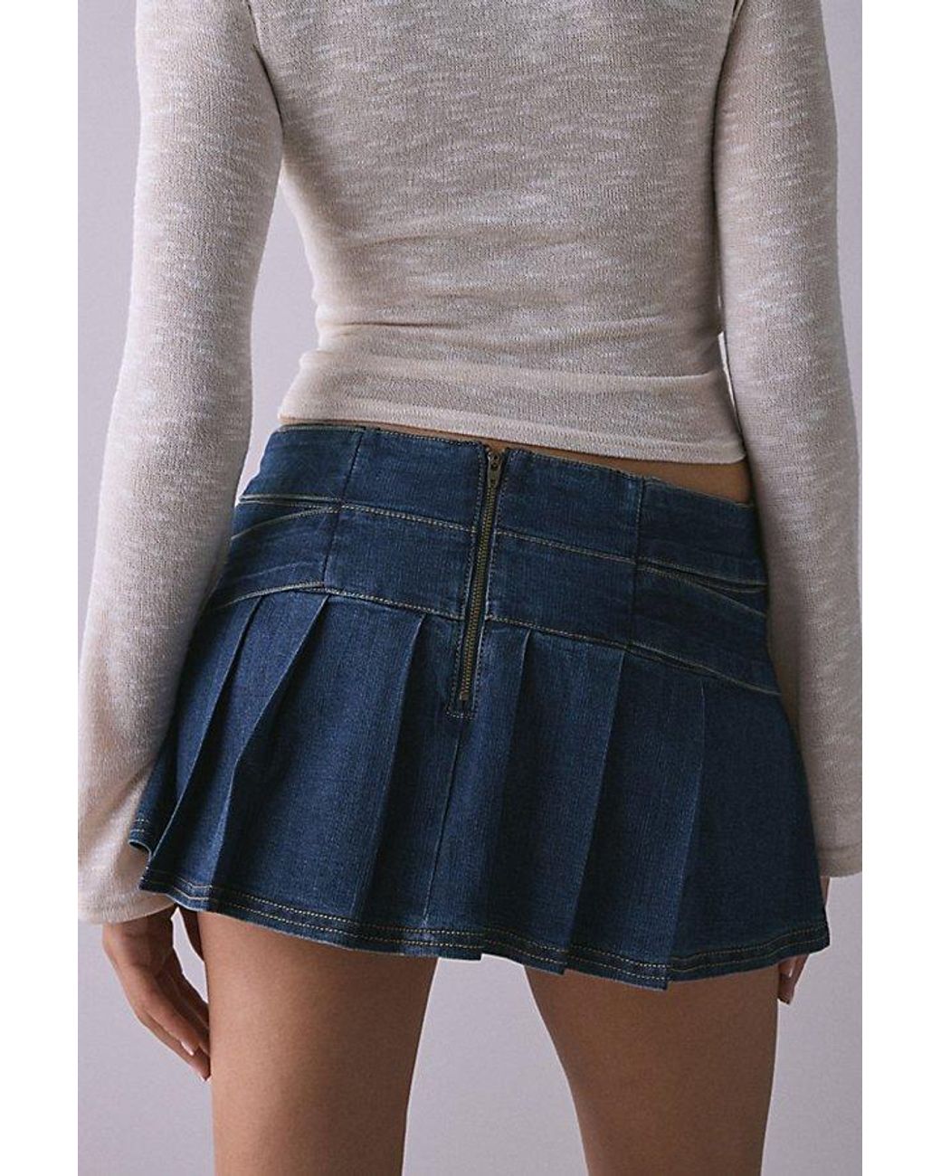 BDG Double Trouble Belted Denim Micro Mini Skort in Blue | Lyst