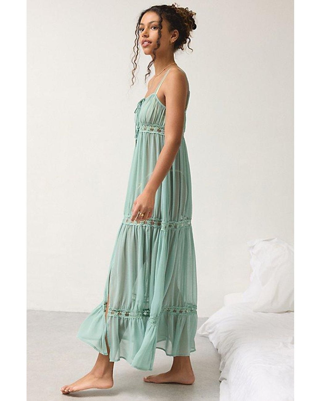 Out From Under Swept Away Split-Front Flyaway Sheer Chiffon Slip in ...