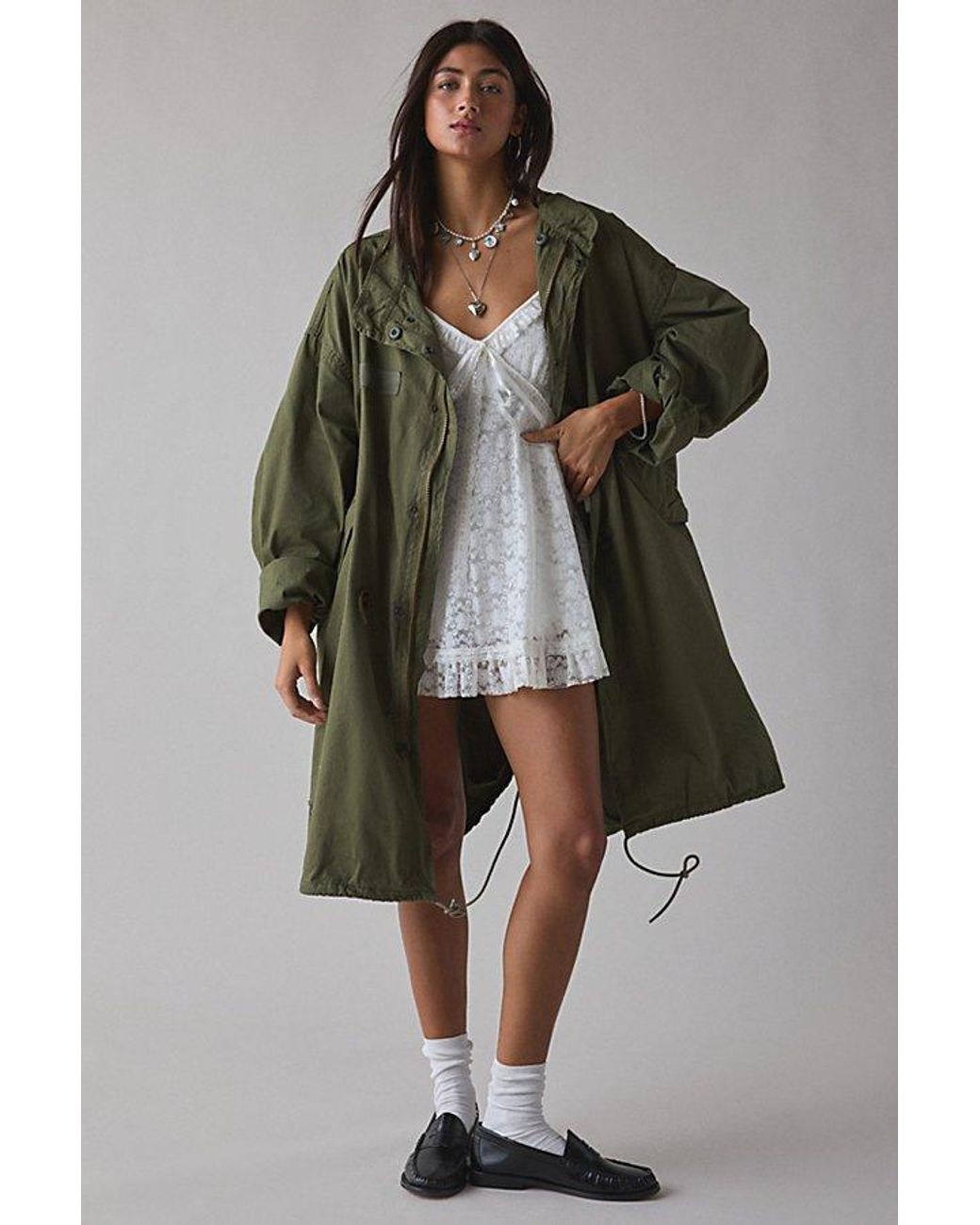 Urban Renewal Vintage Fishtail Parka Jacket in Green | Lyst