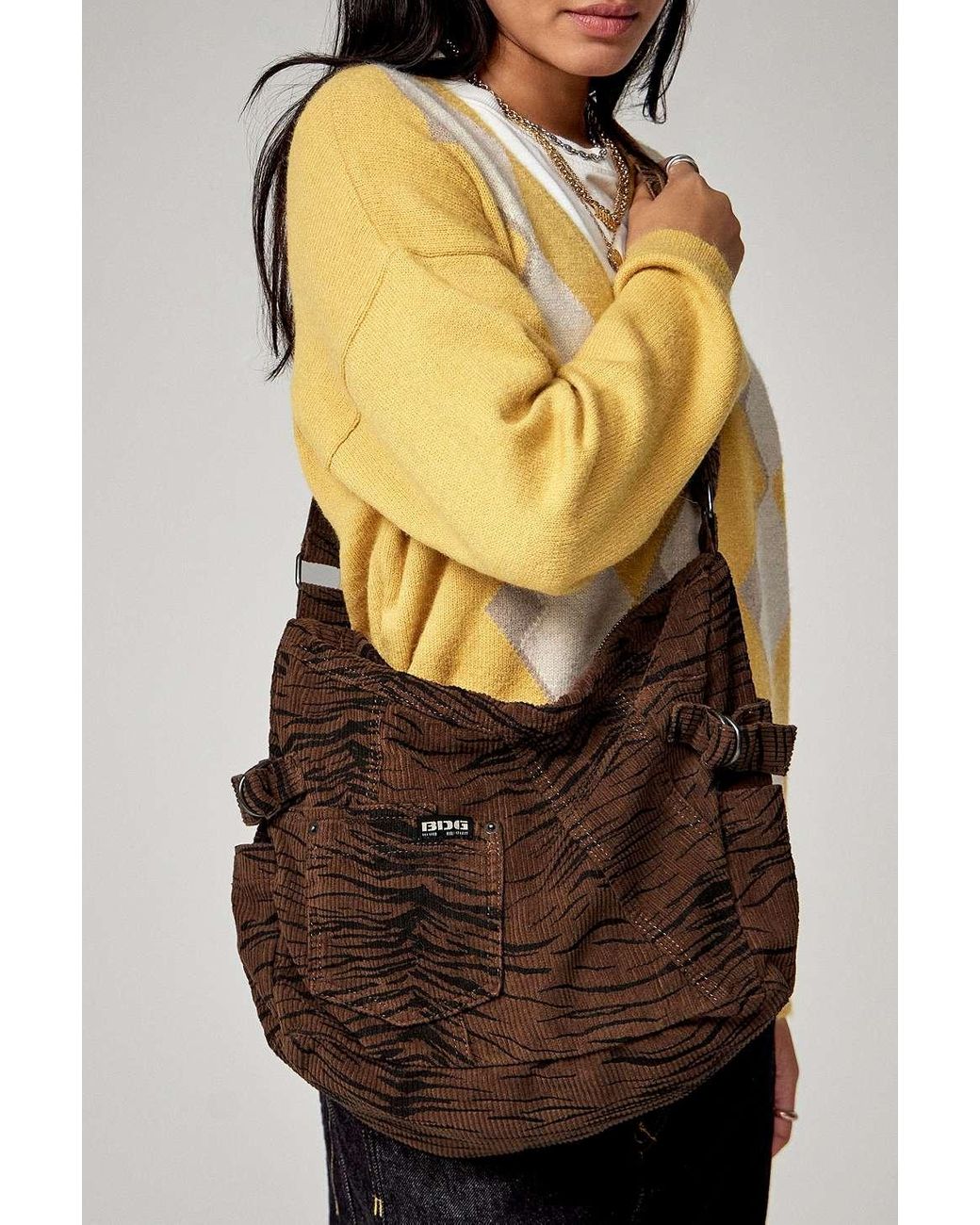 BDG Tiger Patchwork Corduroy Bag in Brown | Lyst UK