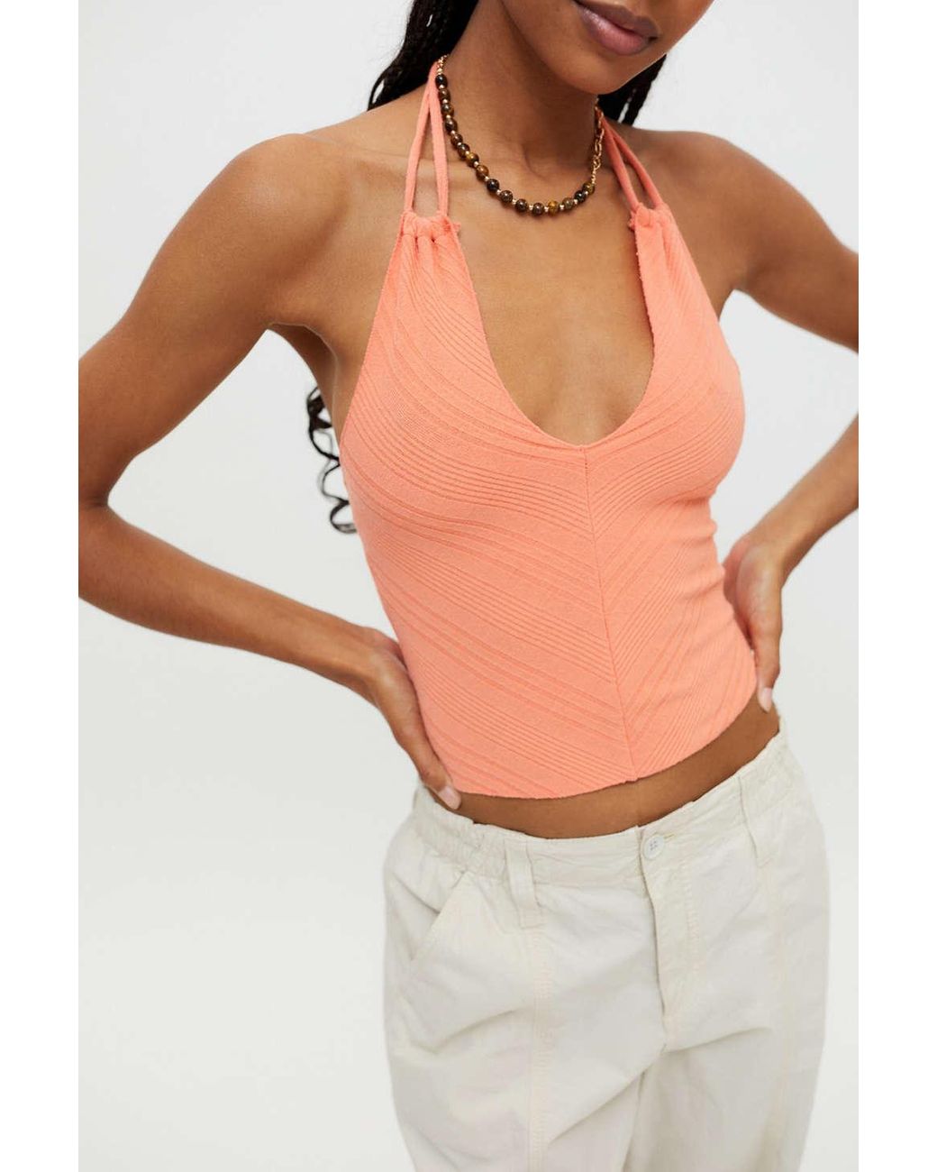 Urban Outfitters Uo Jupiter Convertible Halter Top In Orange Lyst Canada