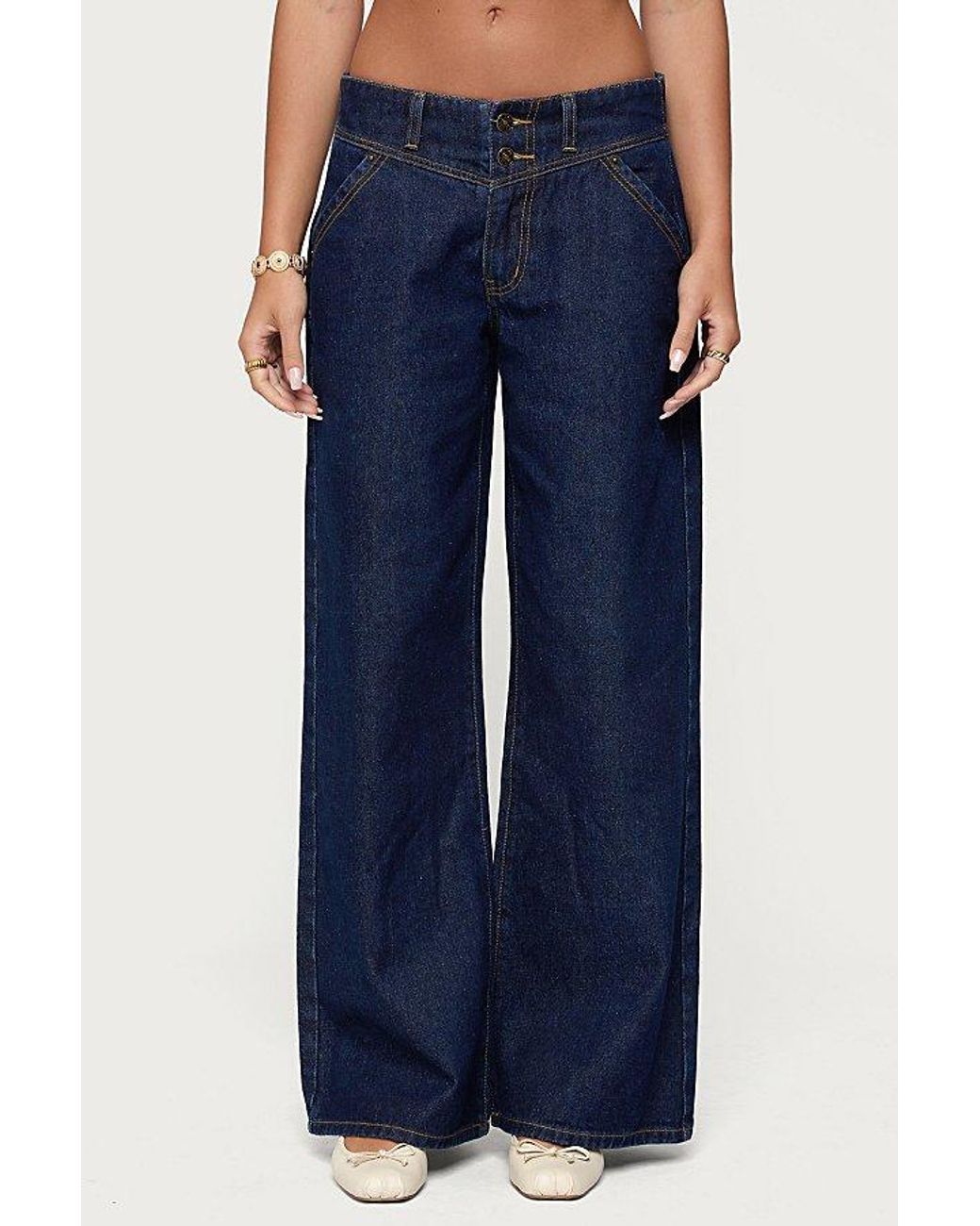 Edikted Meredith Low Rise Jean in Blue | Lyst
