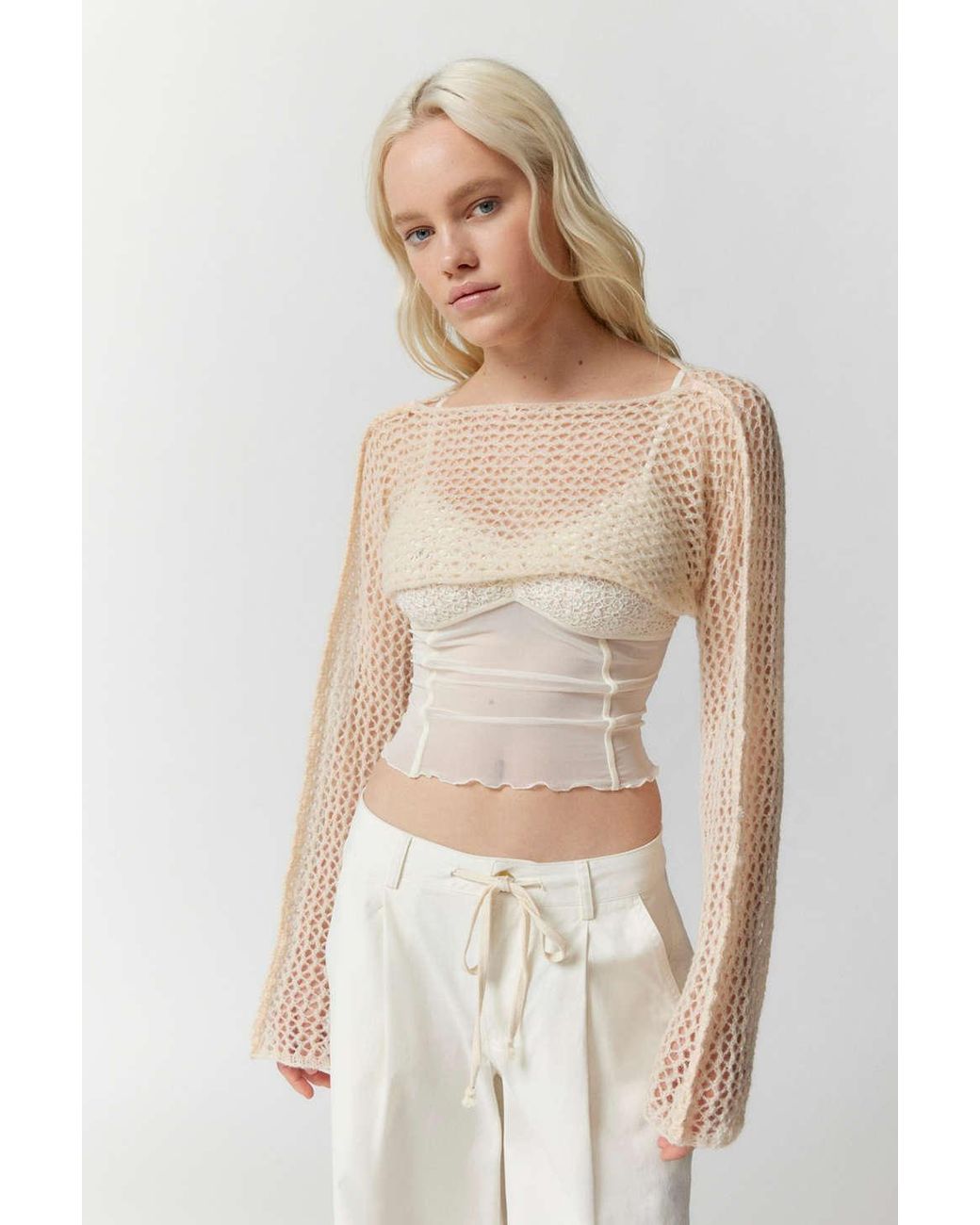 Urban Outfitters Sammi Brushed Shrug Sweater In White Lyst