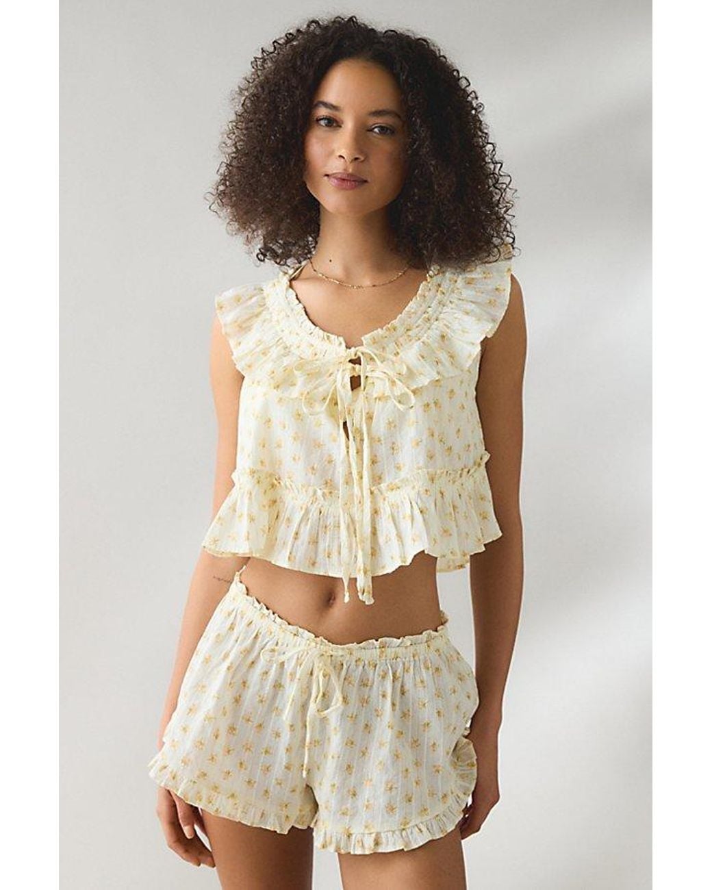 Out From Under Love Letters Ruffle Babydoll Top + Micro Shorts Pj Set ...