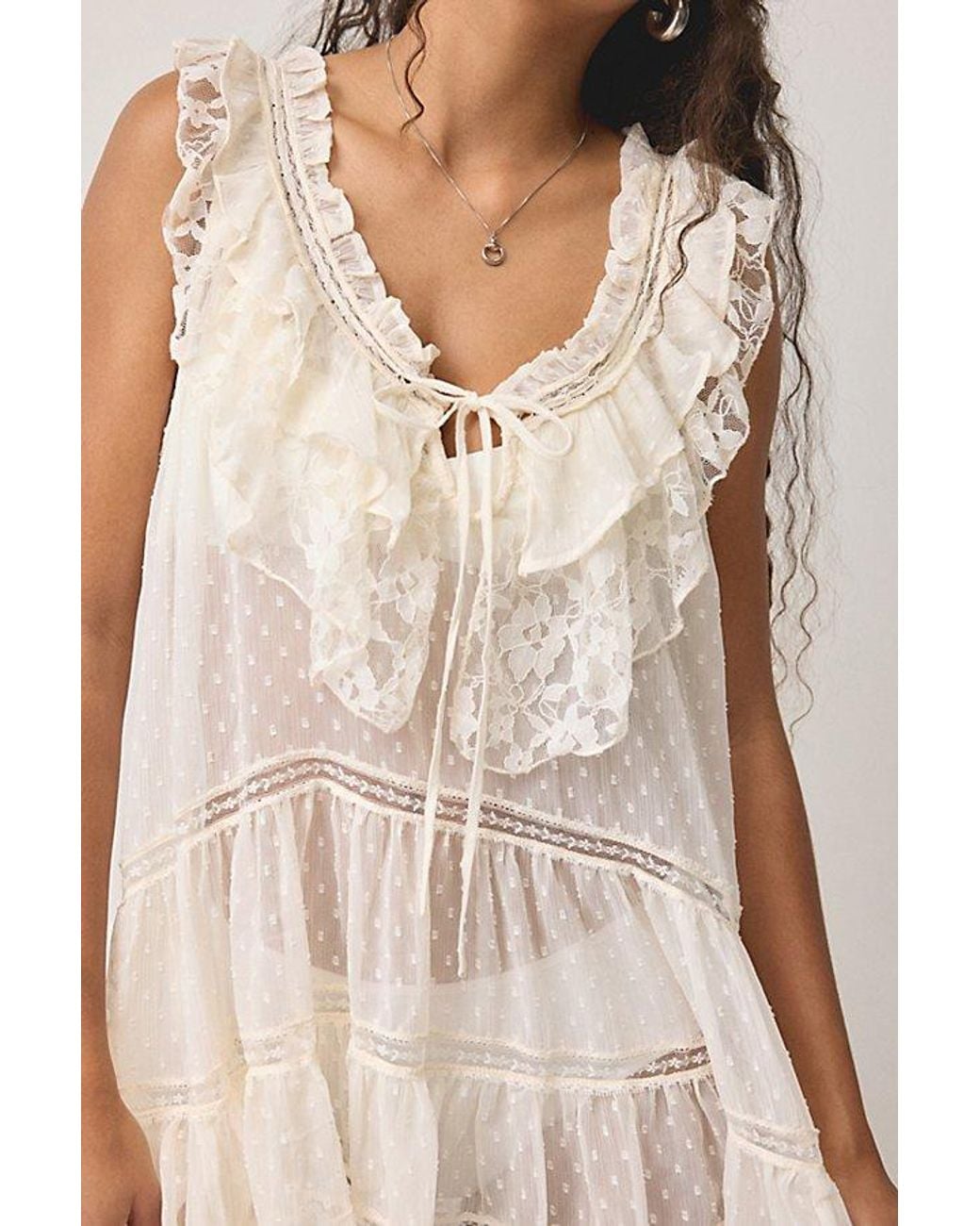 Out From Under Wildflower Sheer Lace Trim Sleep Dress in Natural | Lyst