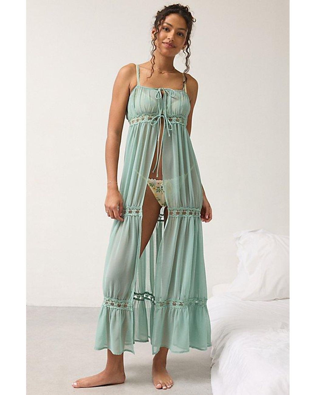 Out From Under Swept Away Split-Front Flyaway Sheer Chiffon Slip in ...