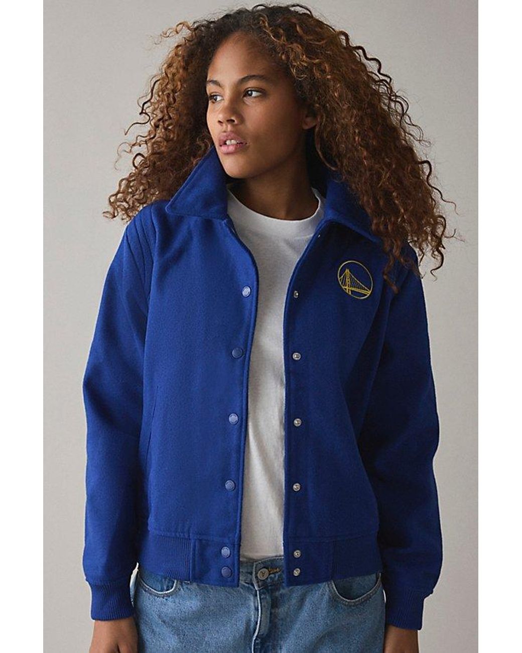KTZ Nba Collared Varsity Jacket in Blue | Lyst