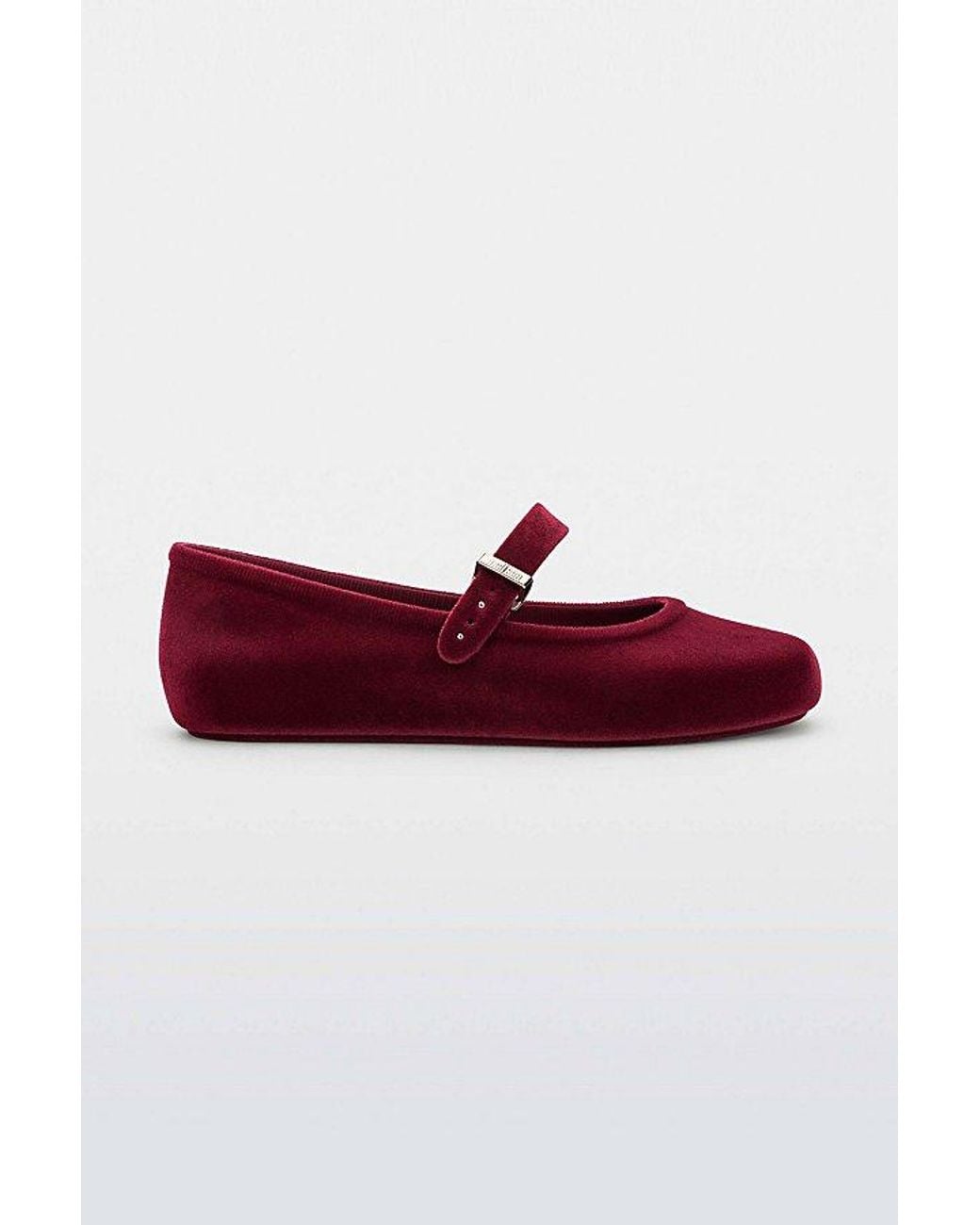 Melissa Soft Velvet Ii Ballerina Flat in Red | Lyst
