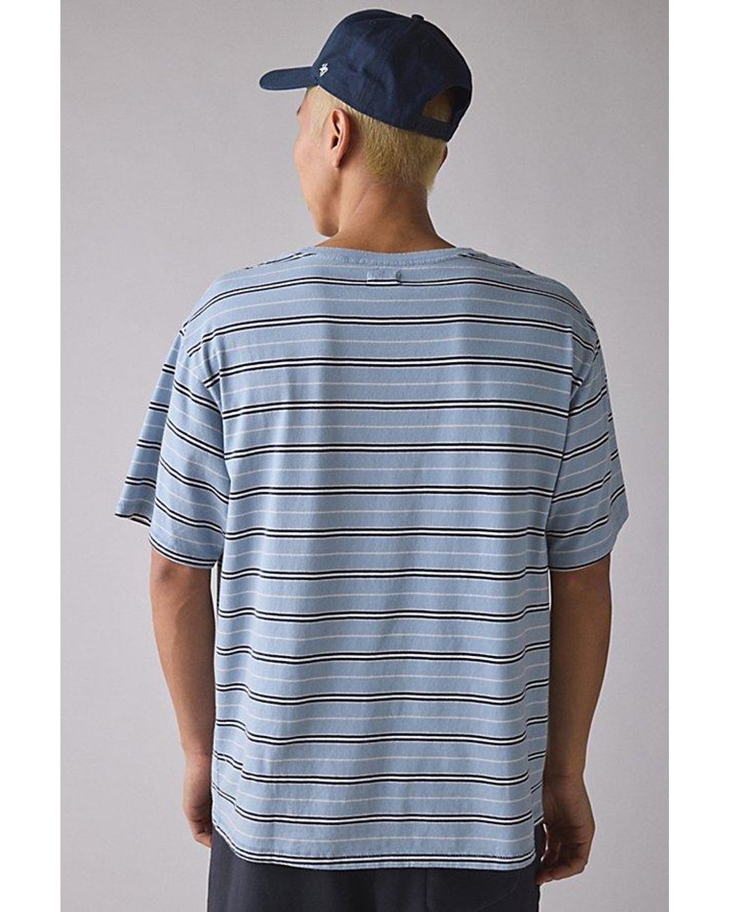 Standard Cloth Pregame Stripe Pattern Relaxed Fit Tee in Blue for Men ...