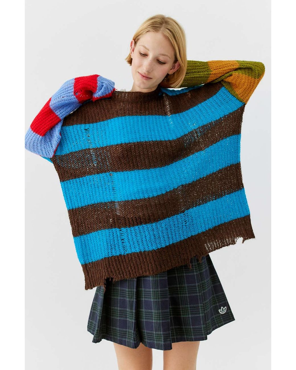 Urban Outfitters Uo Alston Distressed Pullover Sweater in Blue | Lyst