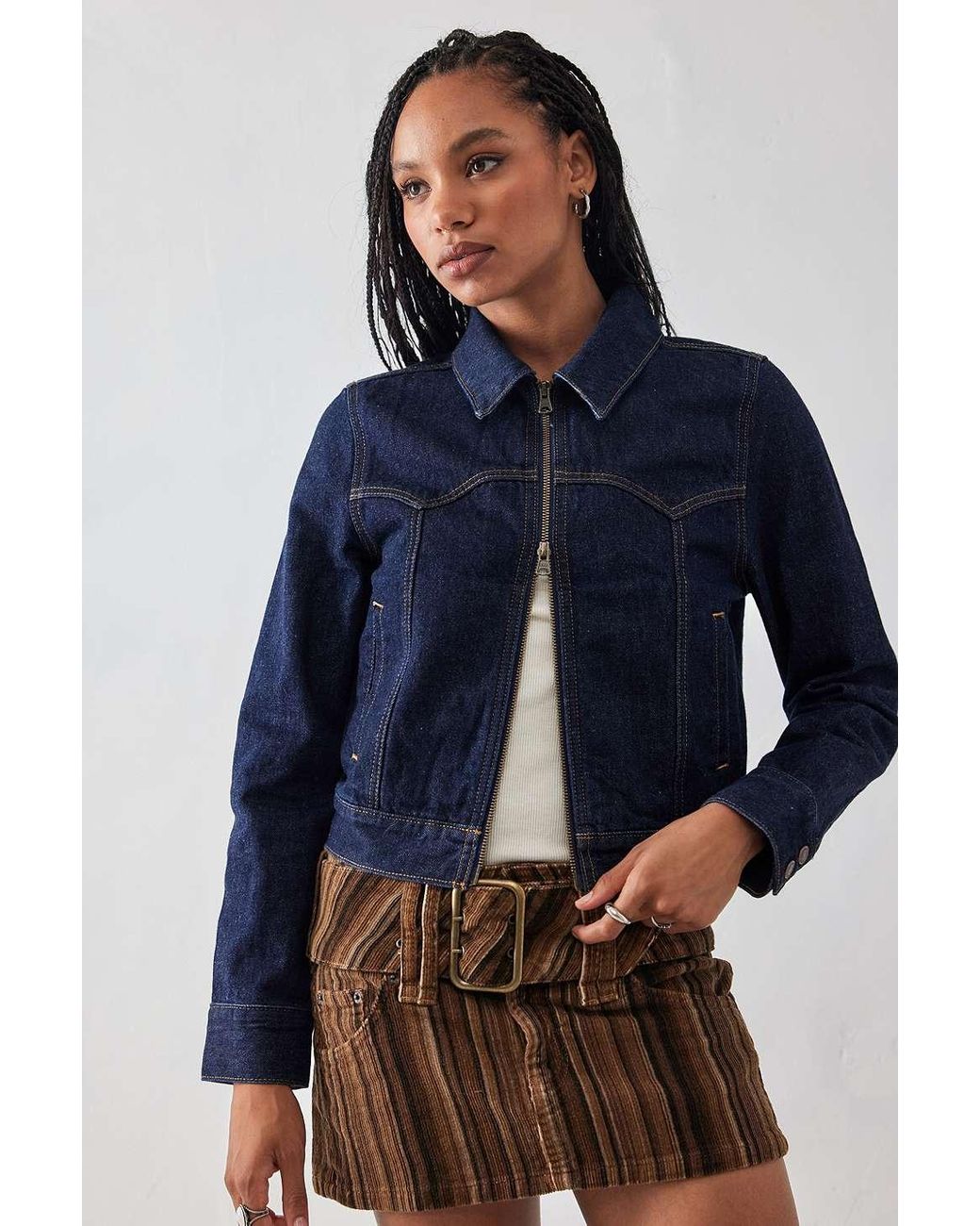 Levi s Slim Zip up Trucker Jacket in Blue Lyst UK