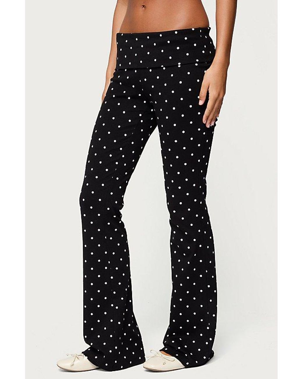 Edikted Daliya Polka Dot Fold Over Pants in Blue | Lyst
