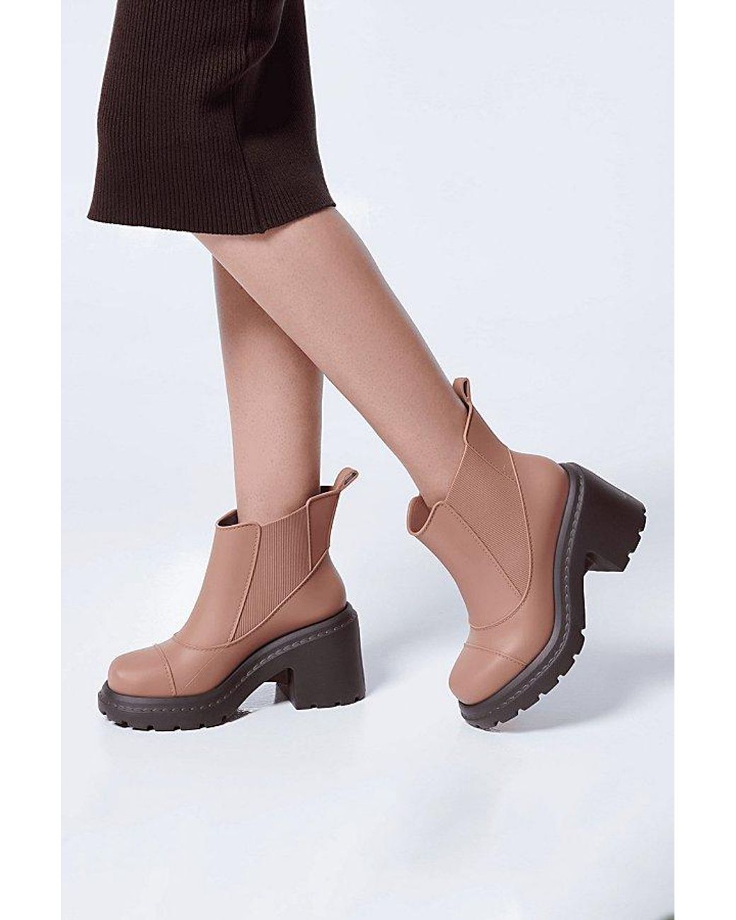 Melissa Courtney Heeled Chunky Boot in Brown | Lyst