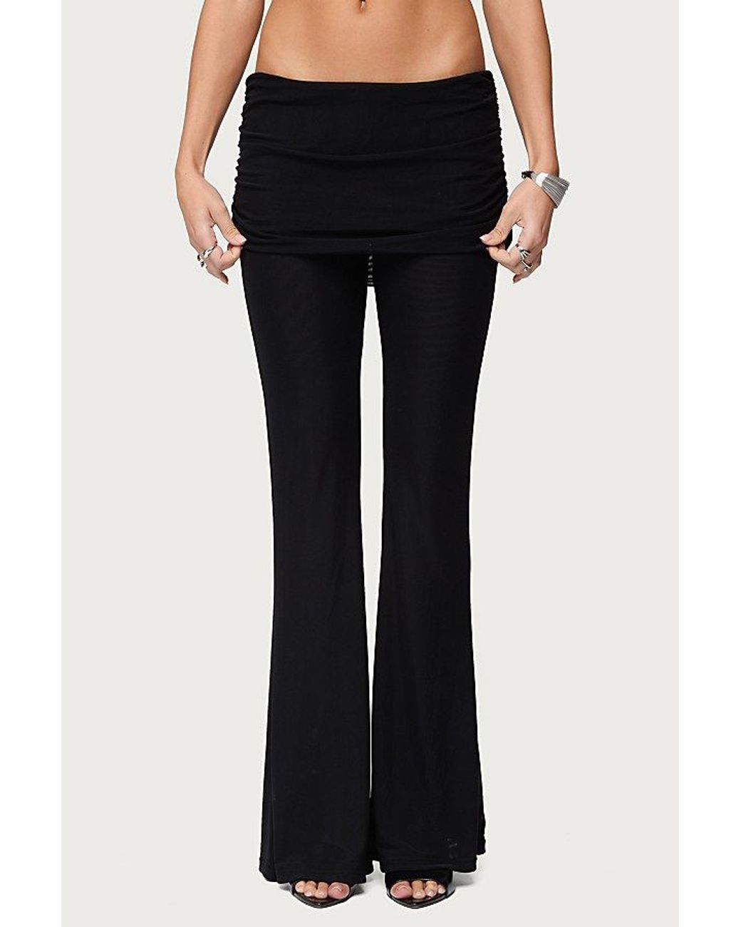 Edikted Halli Fold Over Mini Skirt Pants in Black | Lyst