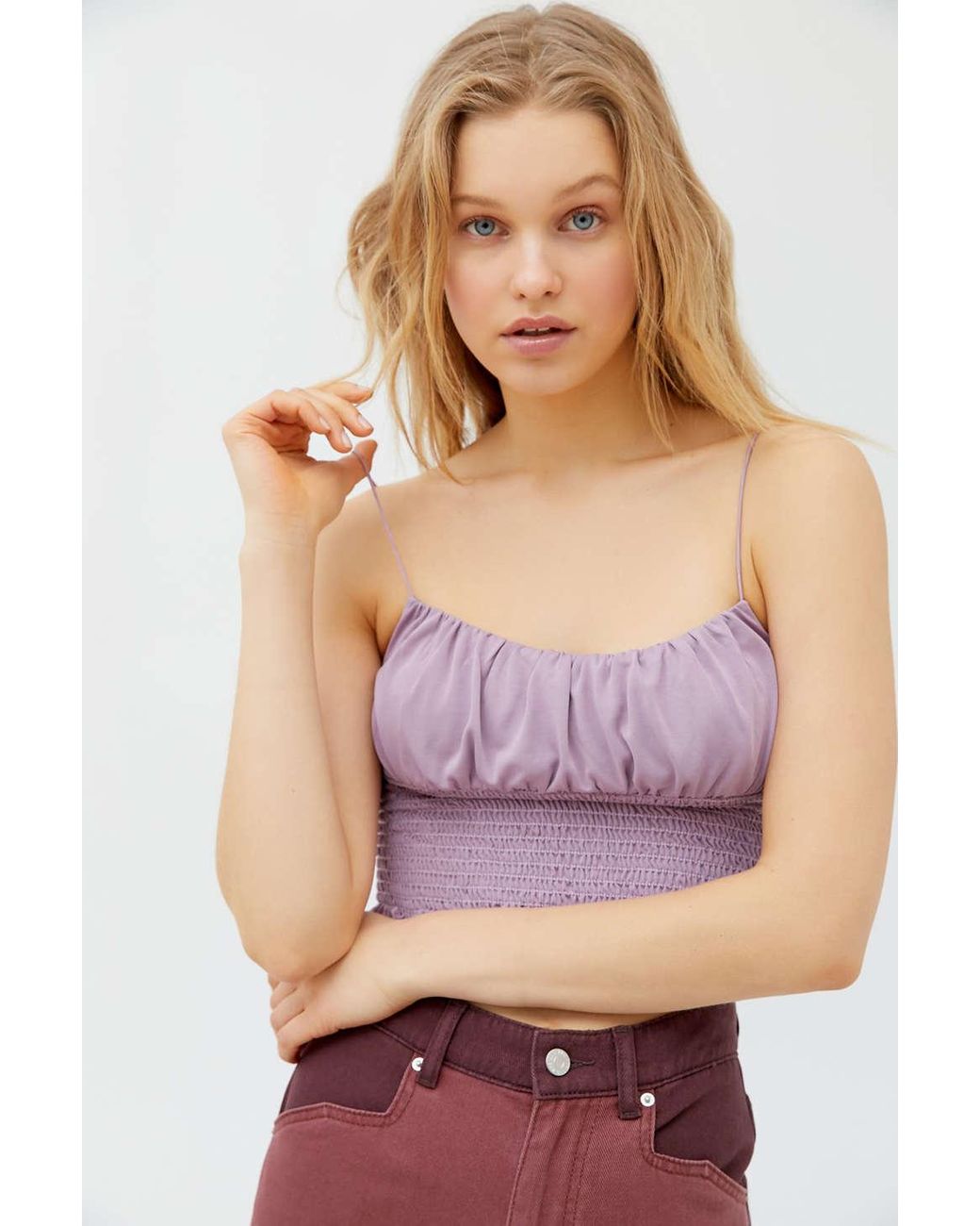 Urban Outfitters Uo Emma Cupro Smocked Cami | Lyst Urban Outfitters Uo Emma Cupro Smocked Cami | Lyst
