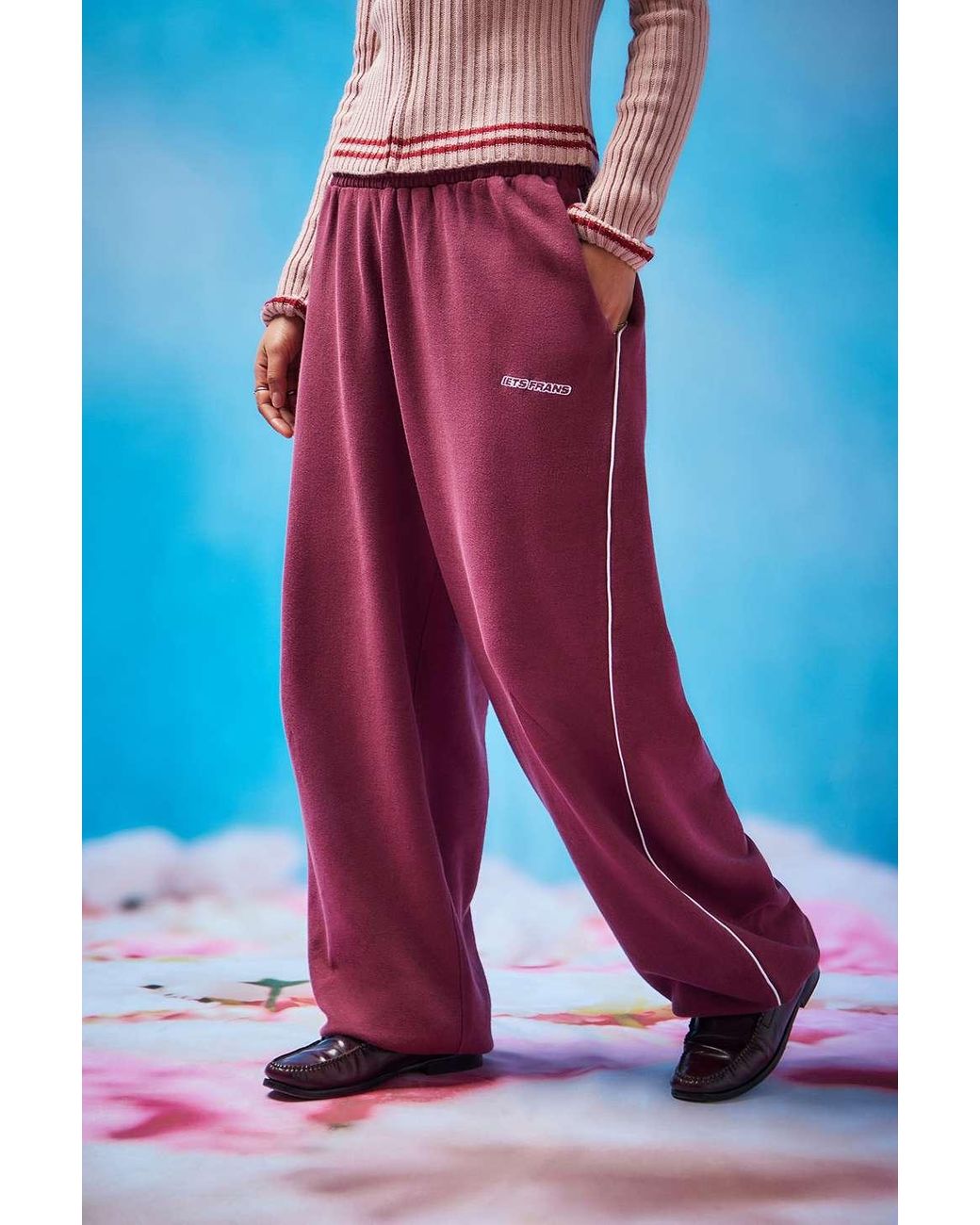 iets frans... Harri Burgundy Piped Baggy Joggers 2xs At Urban ...