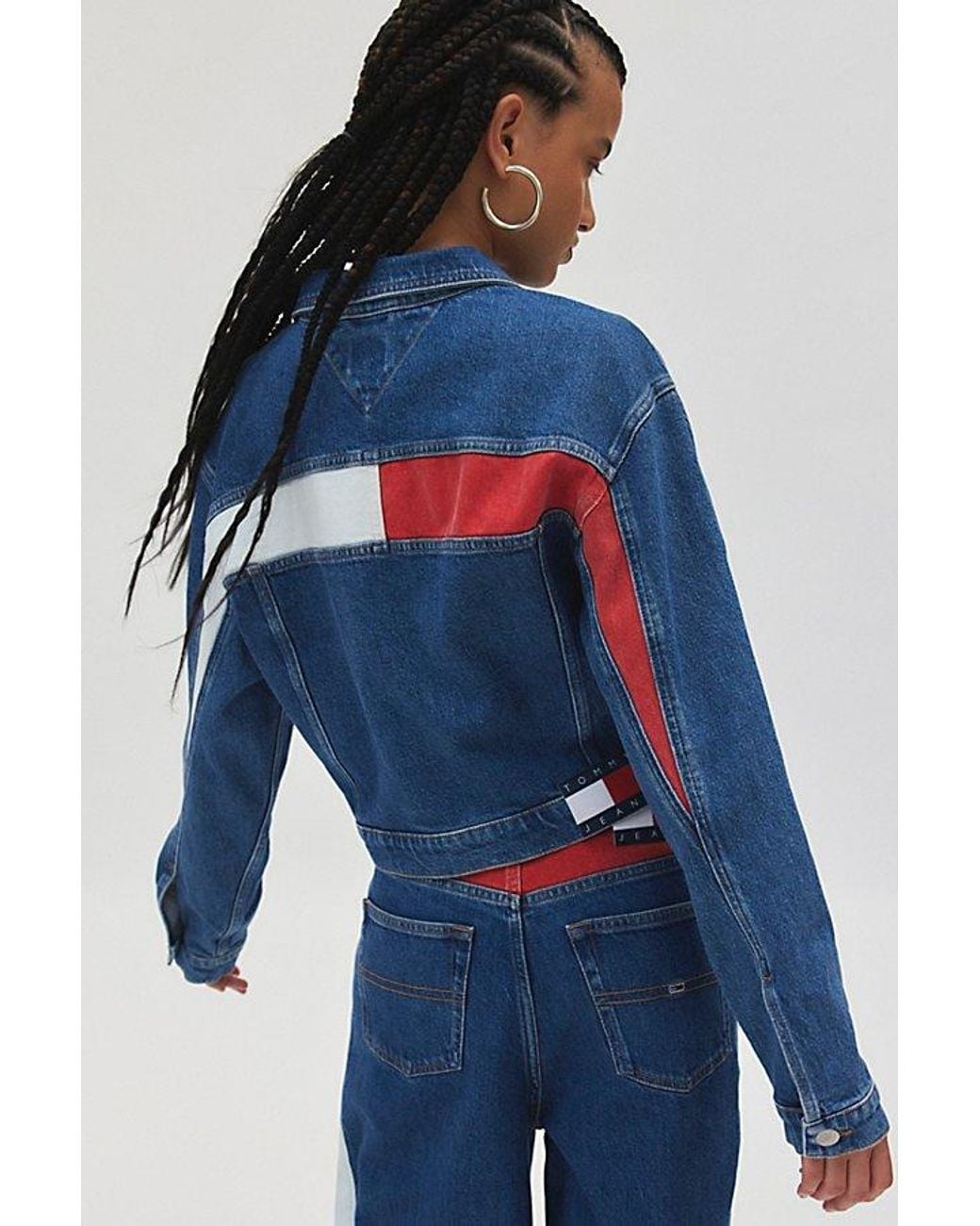 Tommy Hilfiger Tommy Jeans Claire Crop Denim Trucker Jacket in Blue | Lyst