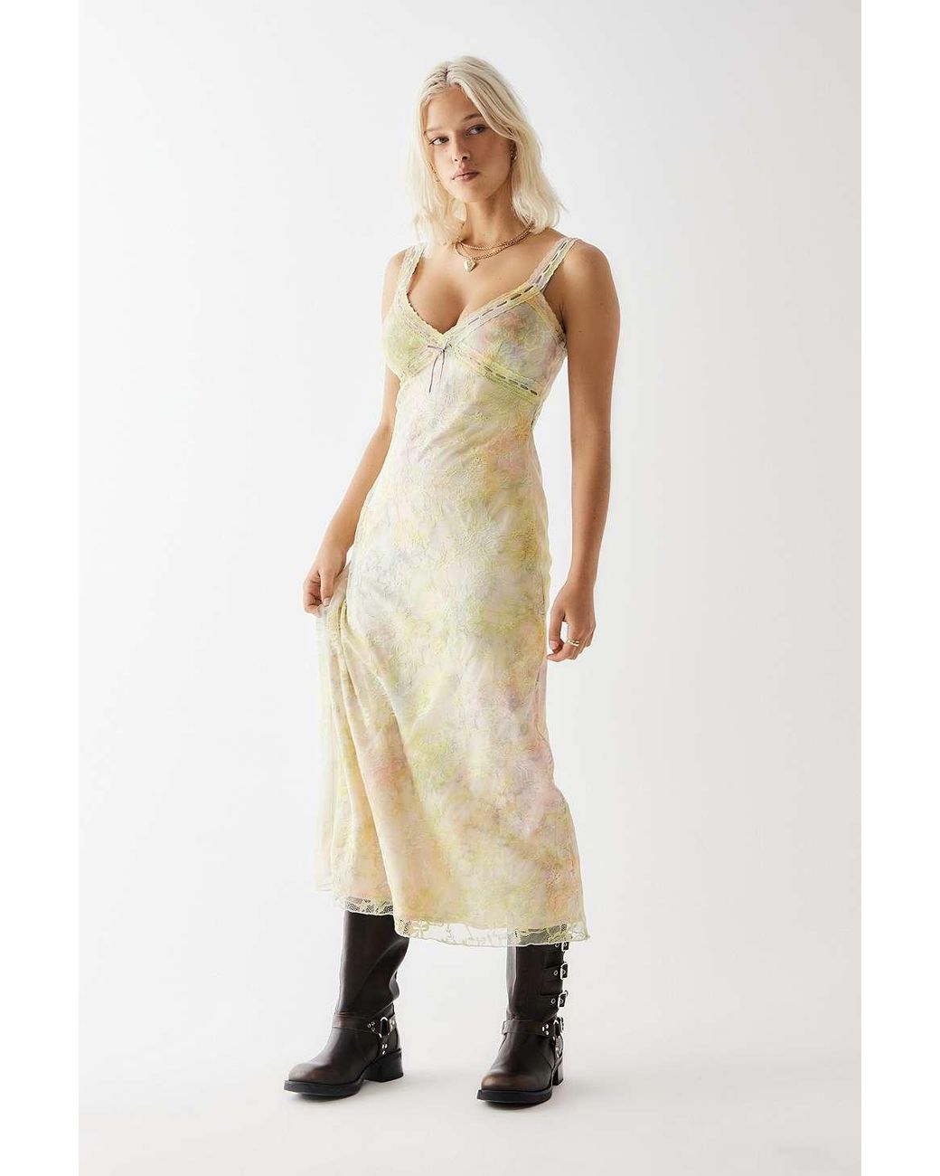 Urban Outfitters Light Before Dark Bex Lingerie Slip Dress in Natural ...