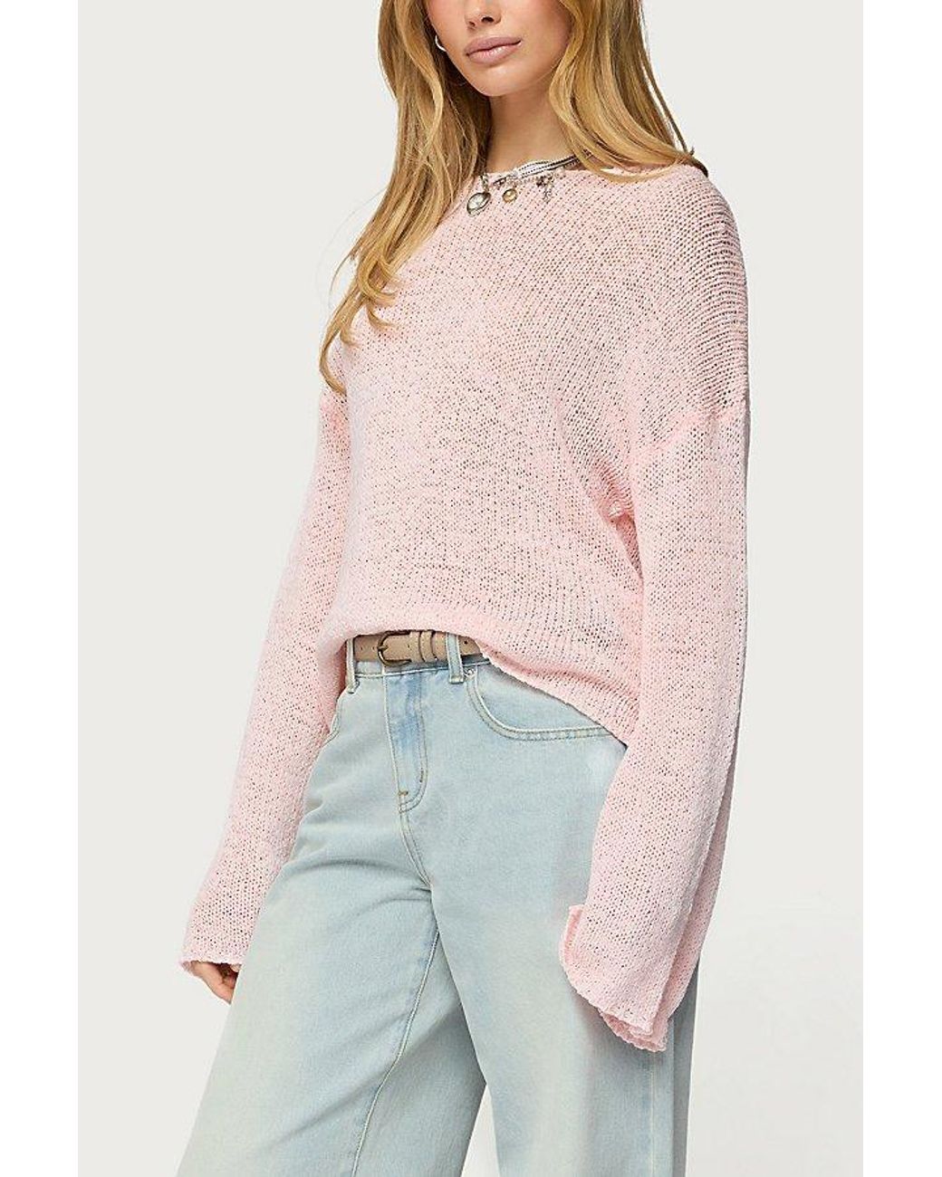 Edikted Drop Shoulder Light Knit Sweater in Red | Lyst