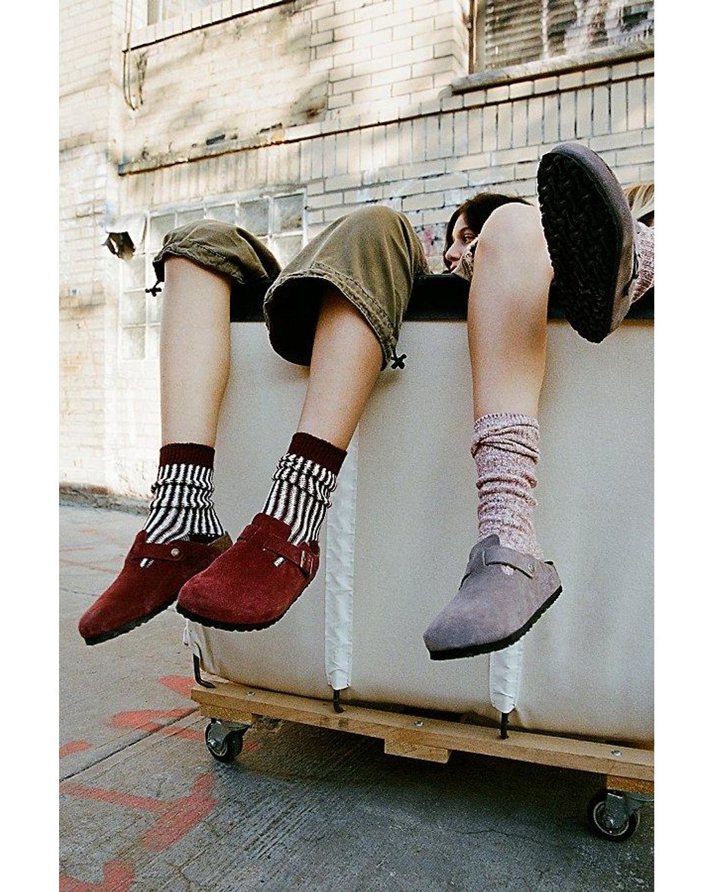 Birkenstock Boston Suede Clog in Red | Lyst