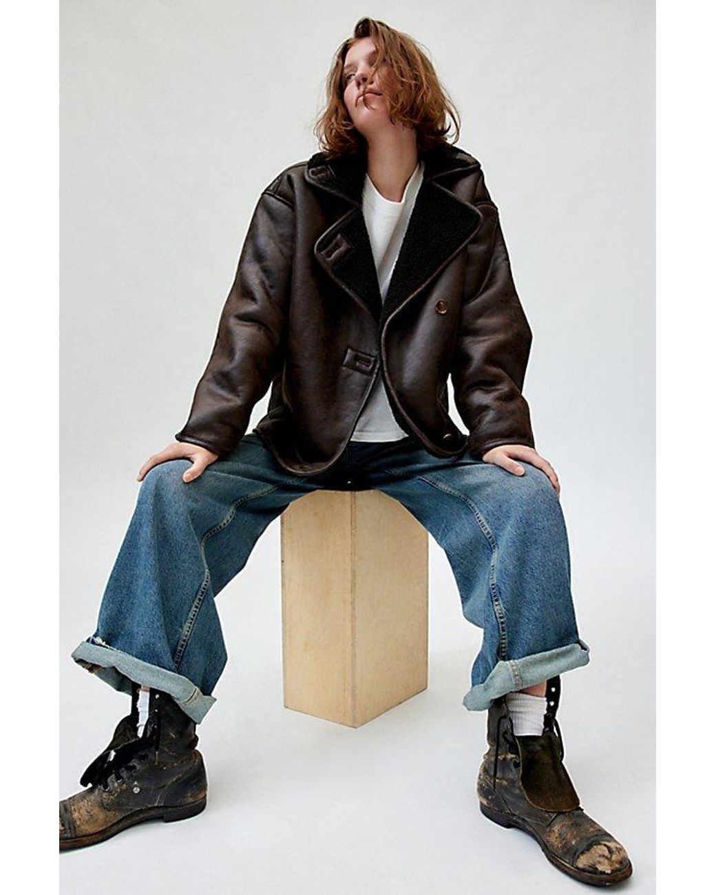 BDG Parker Faux Shearling Jacket in Black | Lyst