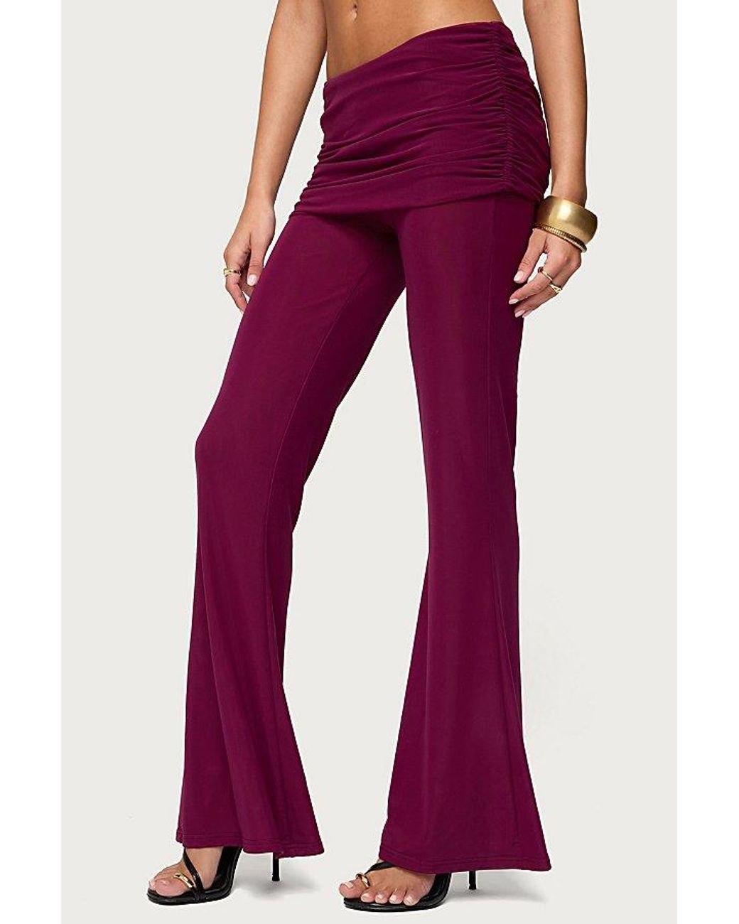 Edikted Halli Fold Over Mini Skirt Pants in Red | Lyst Canada