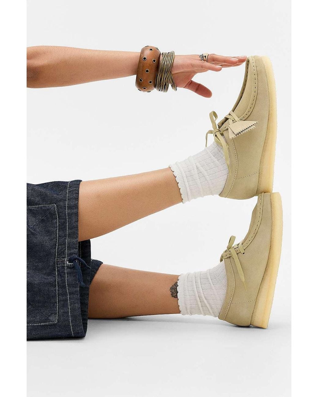 Clarks Maple Wallabee Suede Shoes in Natural | Lyst UK
