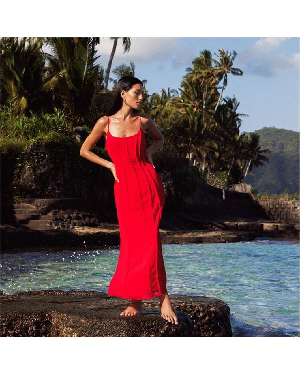 Missguided Seam Detail Midaxi Dress in Red | Lyst UK