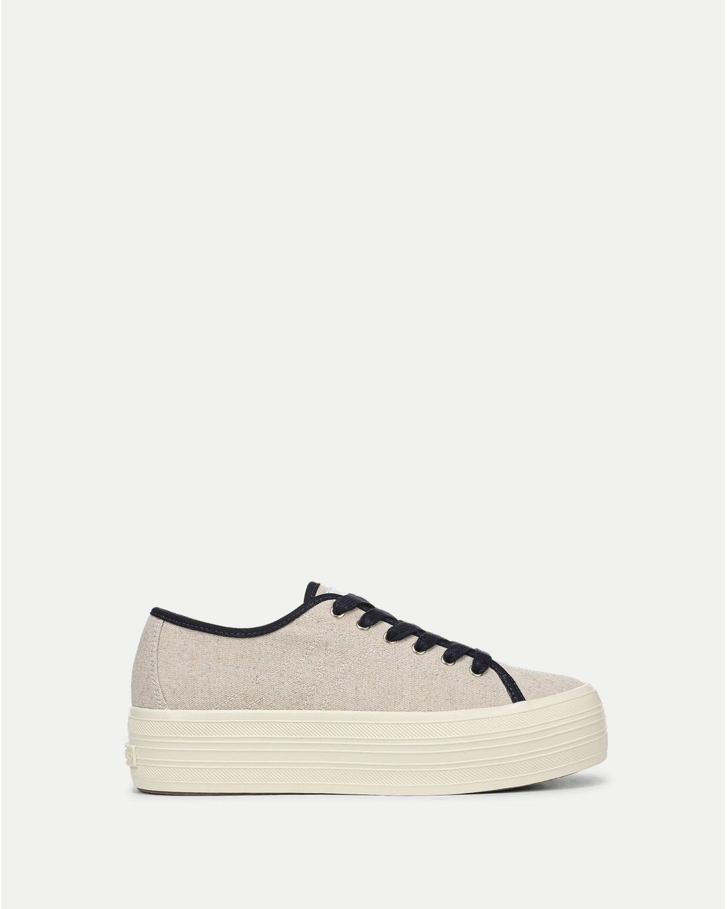 Veronica Beard Truett Platform Sneaker Sand Navy in Natural | Lyst