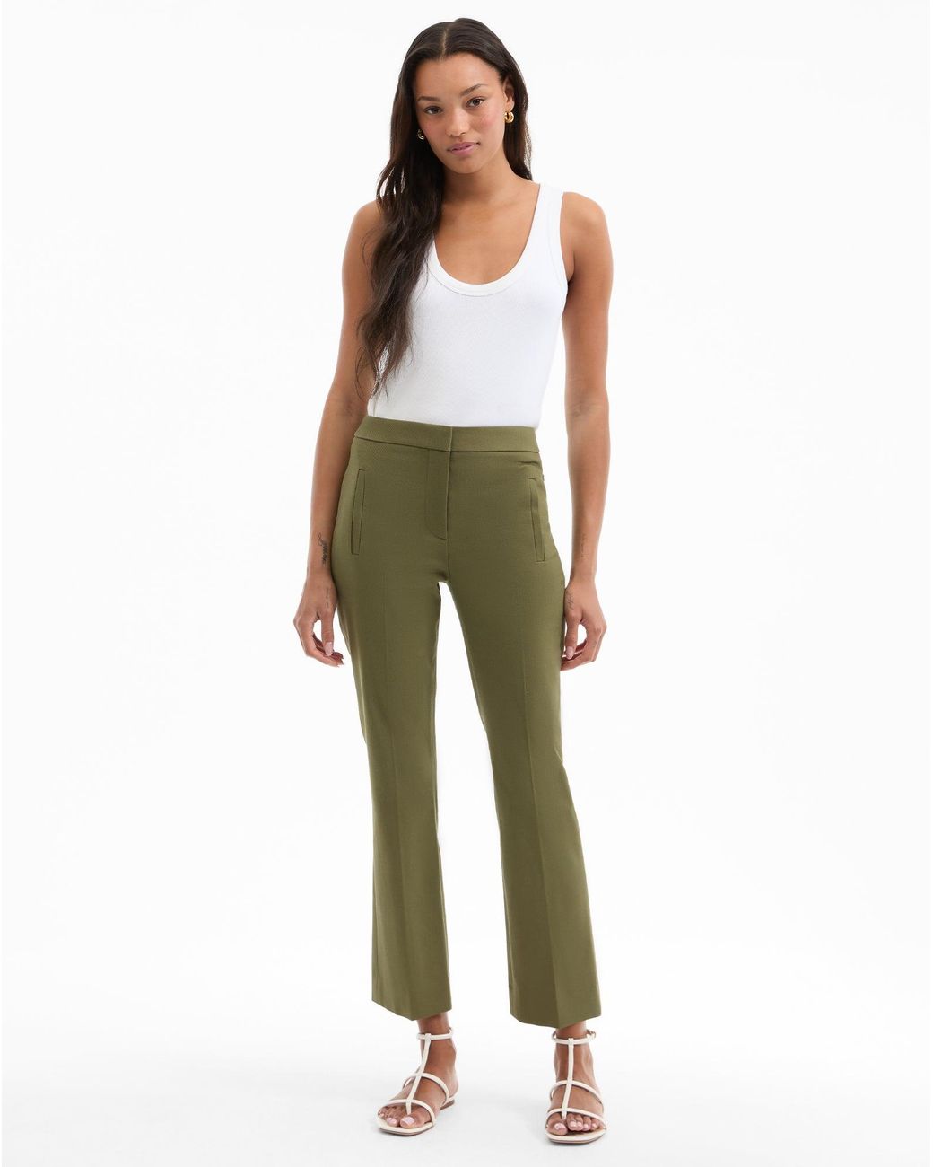 Veronica Beard Arte Kick-flare Pant in Green | Lyst