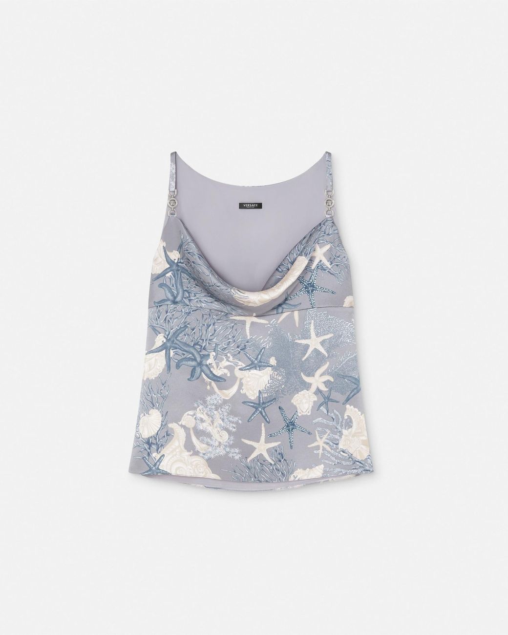 Versace Barocco Sea Silk Cowl Camisole Top in Blue | Lyst