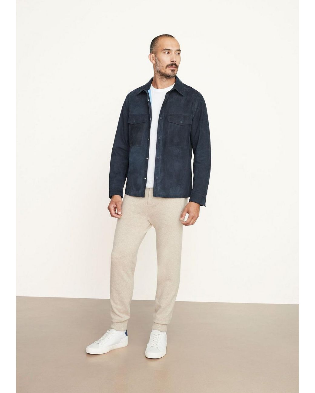 Vince Suede Overshirt in Blue for Men | Lyst