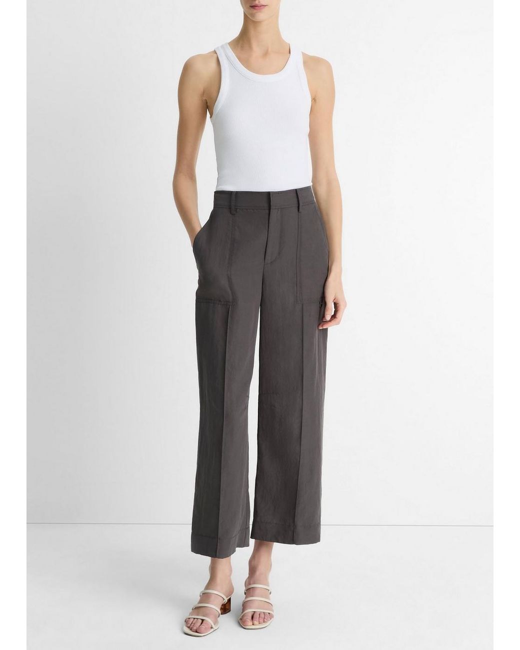 Vince Cotton Low-Rise Utility Pant | Lyst