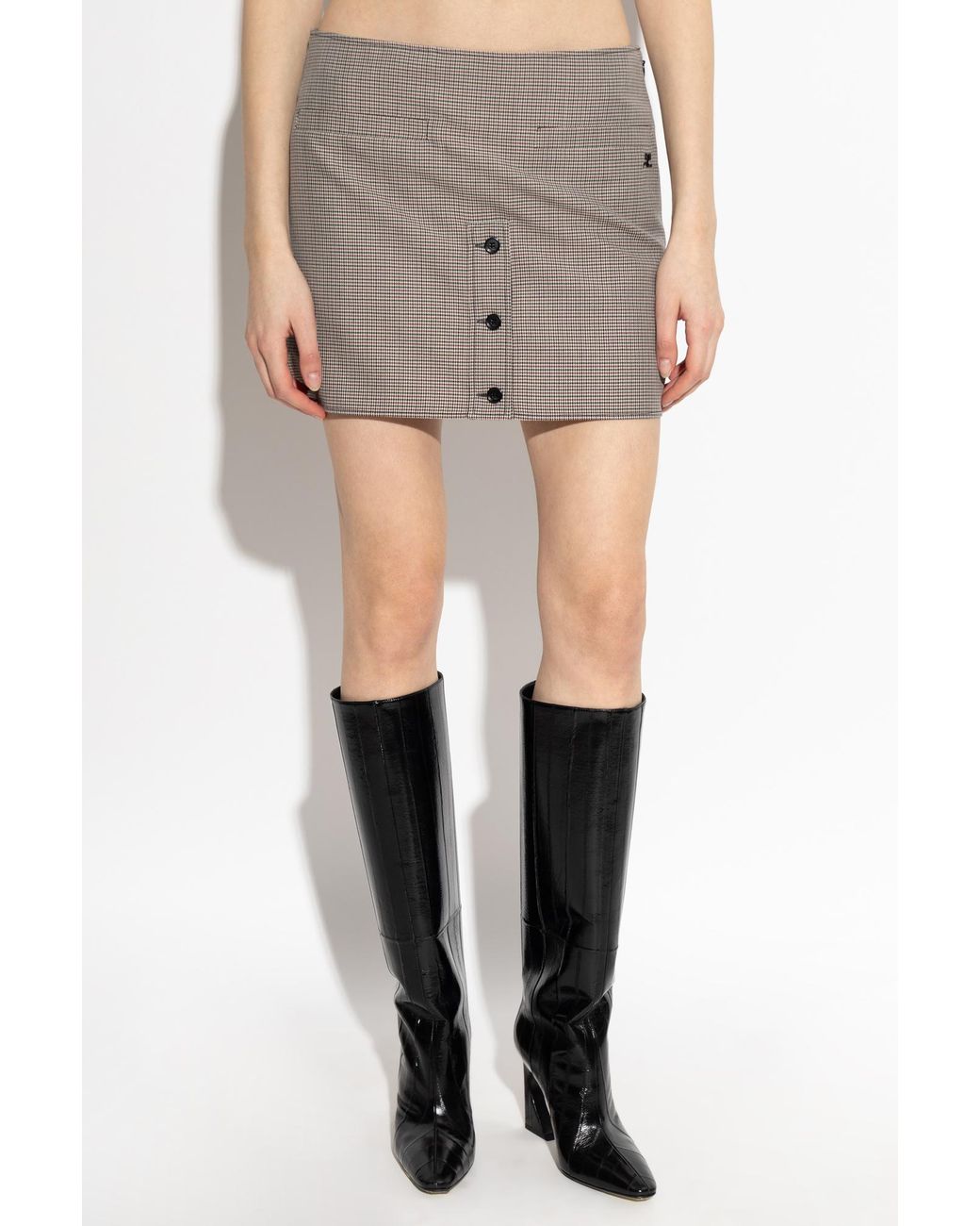 Courreges Short Skirt With Houndstooth Pattern in Brown | Lyst UK