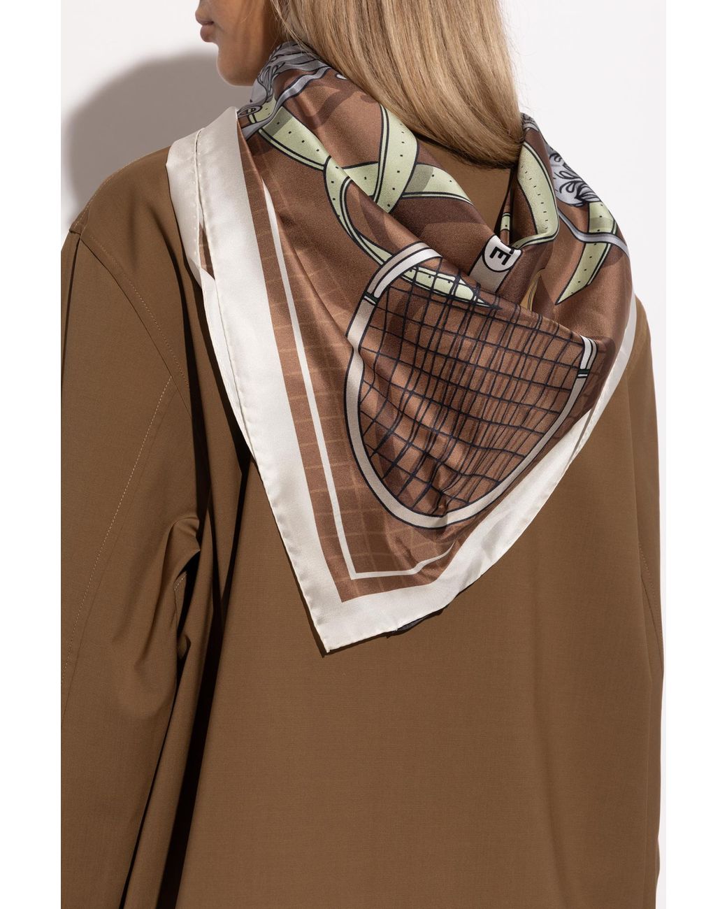LACOSTE RUNWAY Silk Scarf in Brown | Lyst