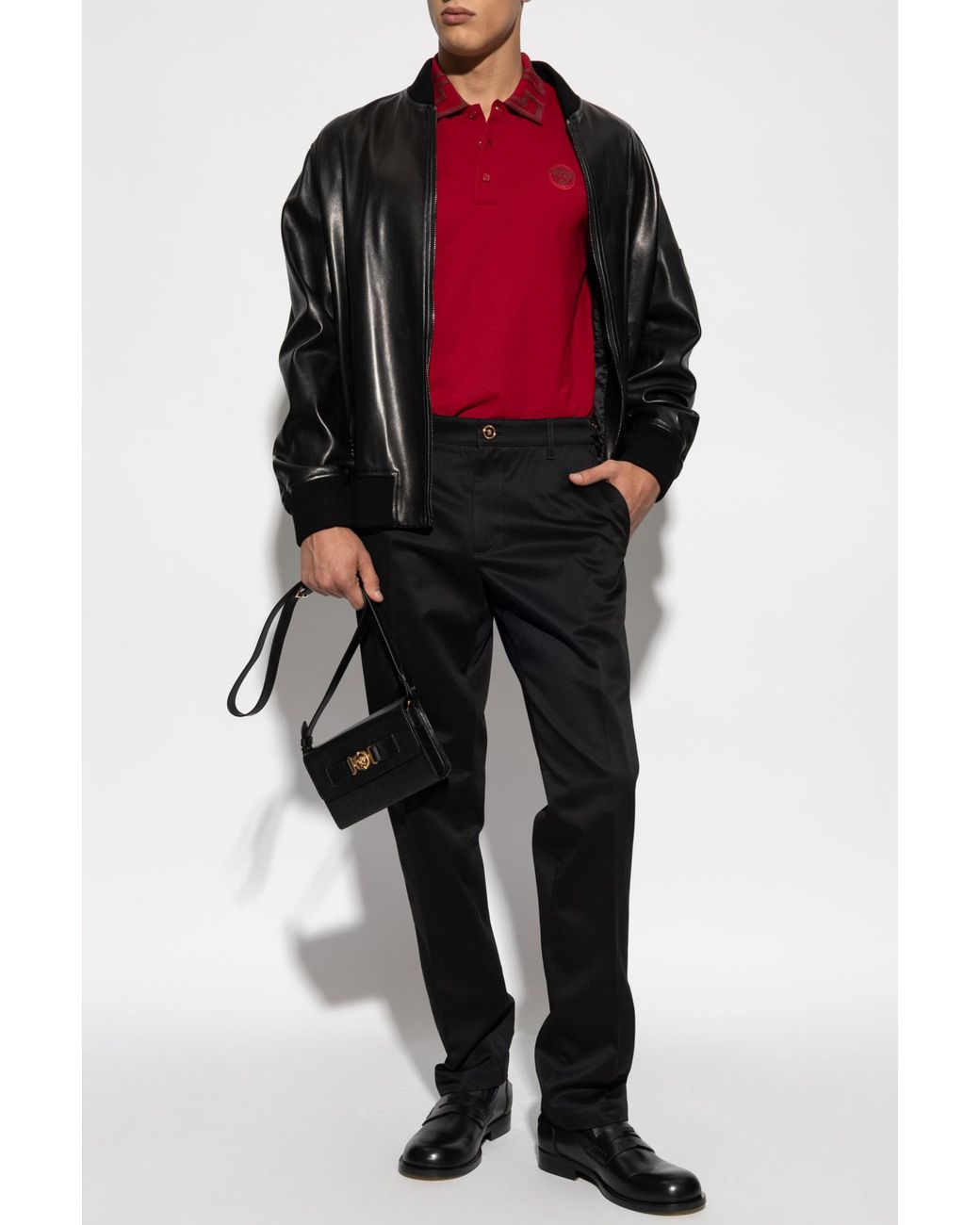 Versace Cotton Polo With Logo in Red for Men | Lyst