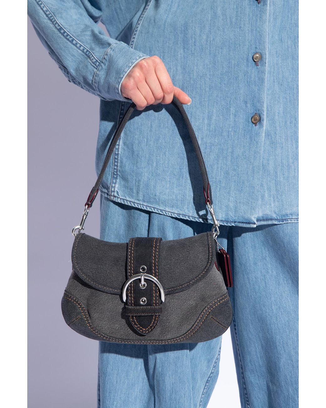 COACH Denim Shoulder Bag in Blue | Lyst